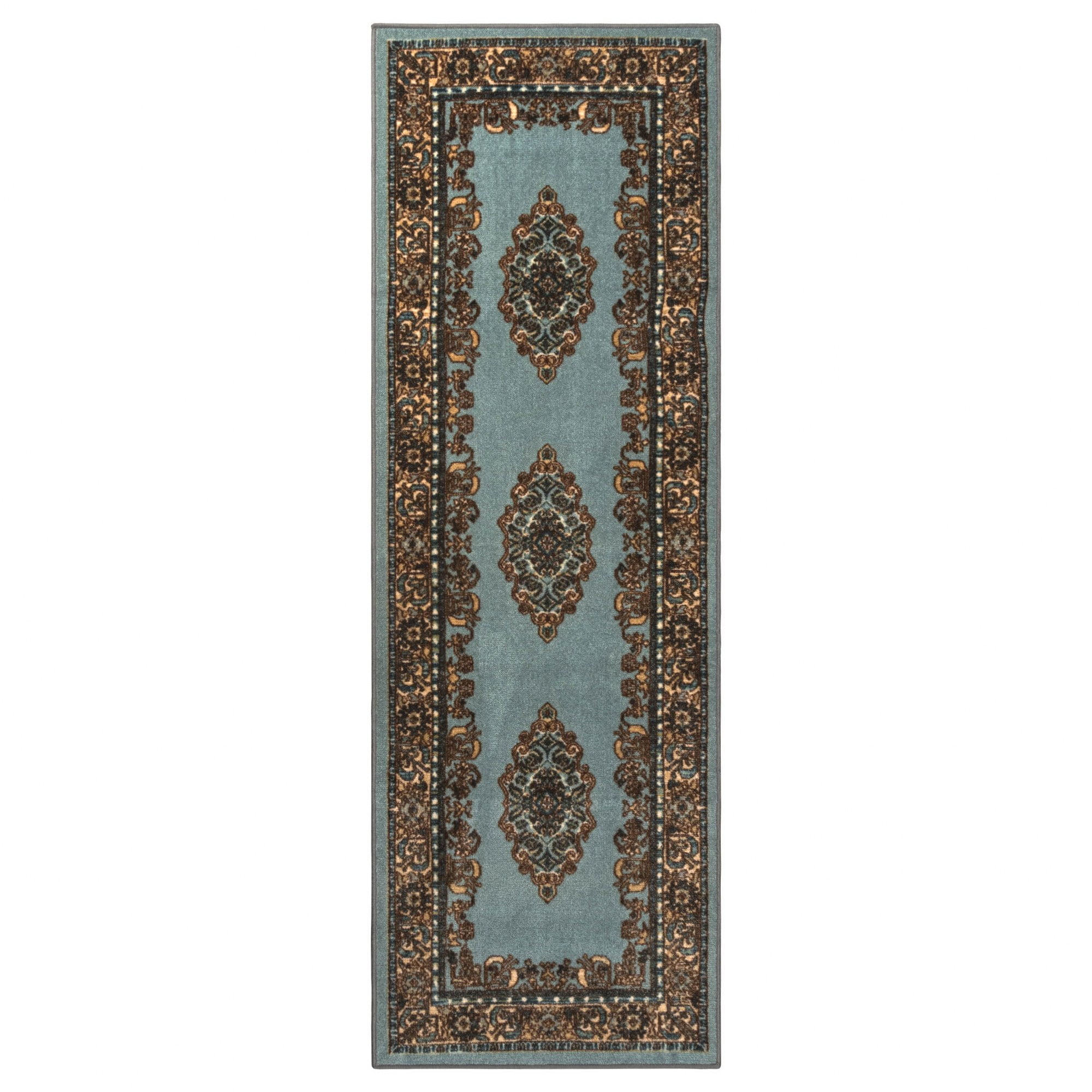 Superior Aviva Non-Slip Floral Medallion Indoor Washable Runner Rug, 2 ...