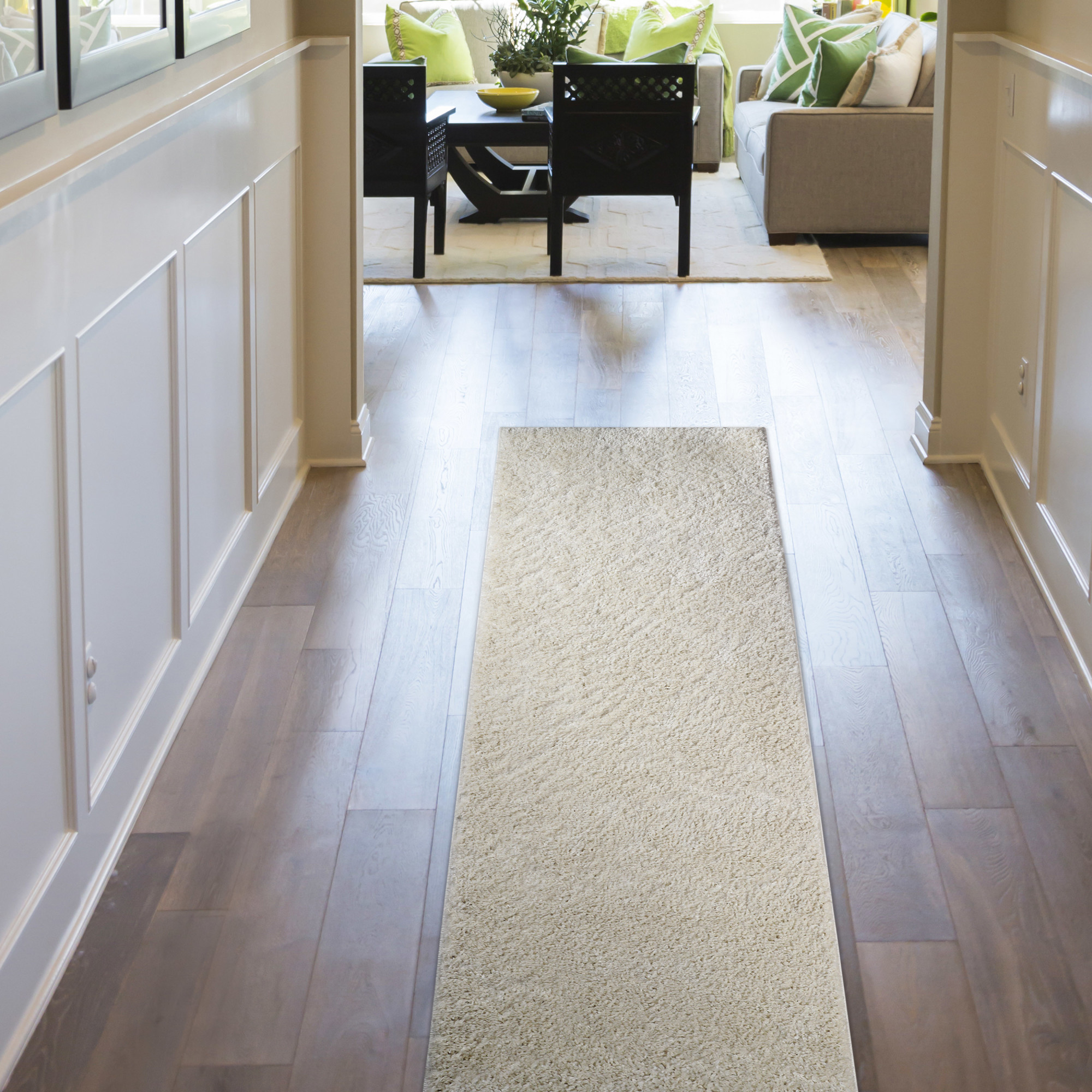 SAFAVIEH Hudson Amias Geometric Shag Runner Rug, Beige/Ivory, 2'3" x 8 ...