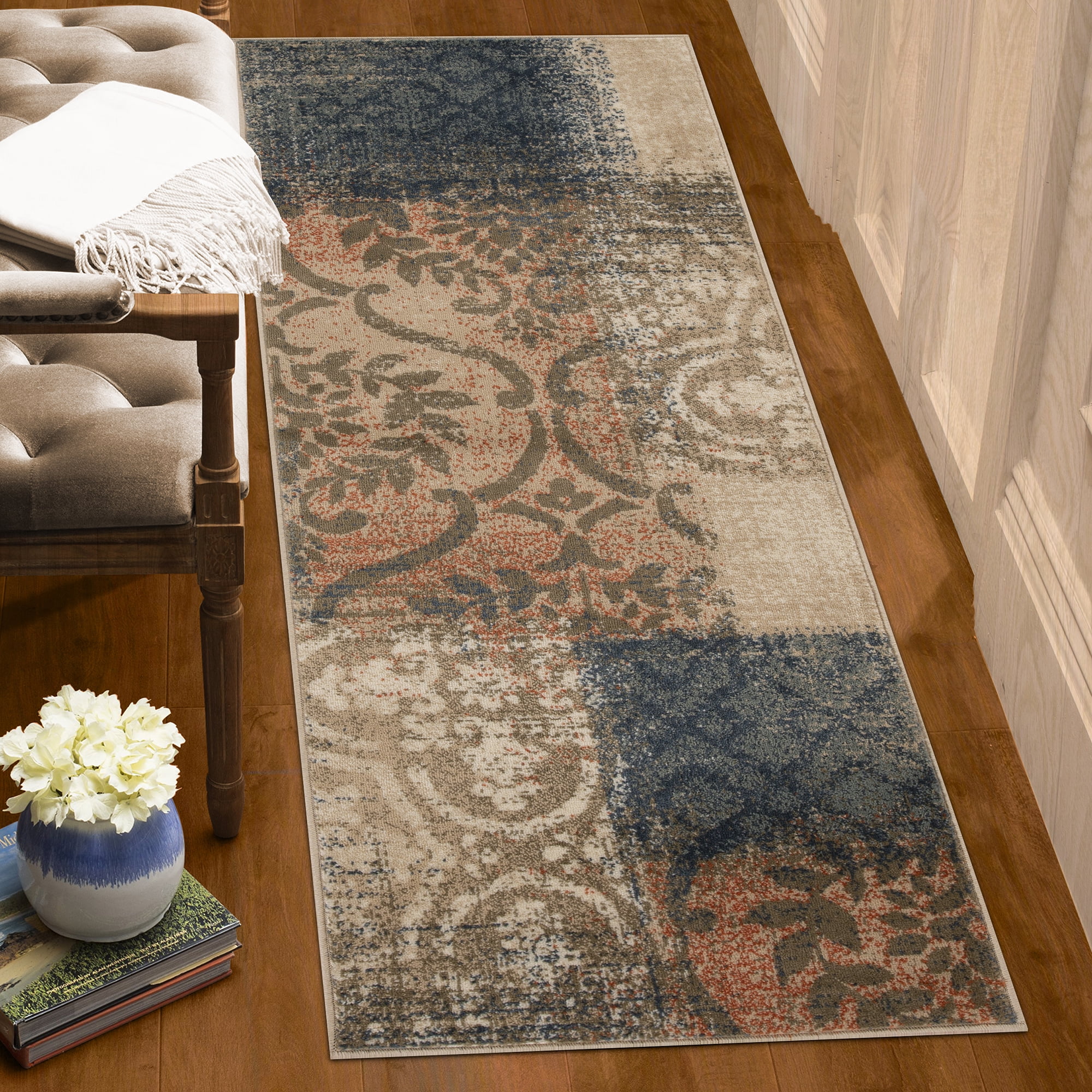 Superior Bristol 2' 7" x 10' Indoor Runner Rug, Damask Rugs for Living ...