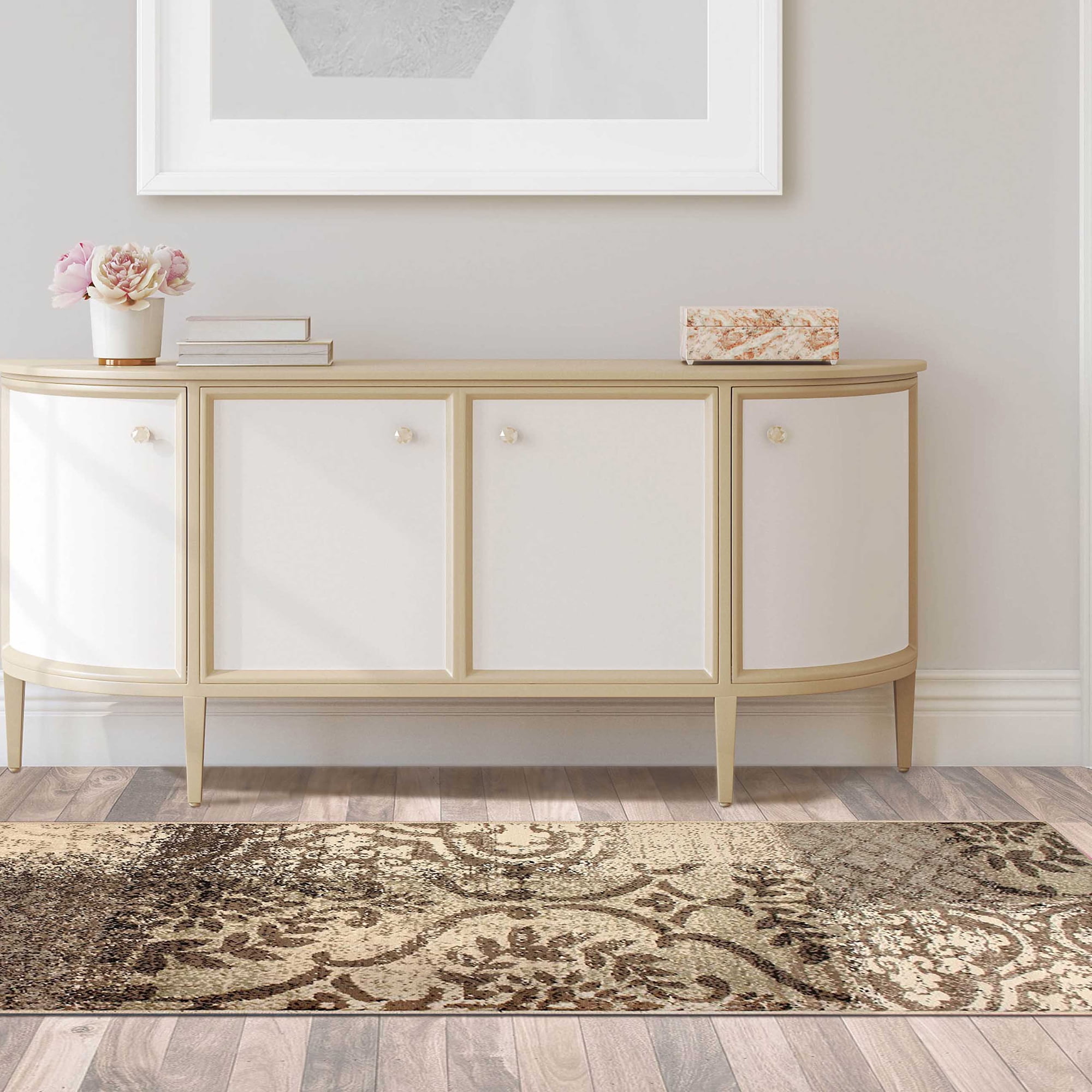 Superior Bristol 2' 7" x 8' Indoor Runner Rug, Damask Rugs for Living ...