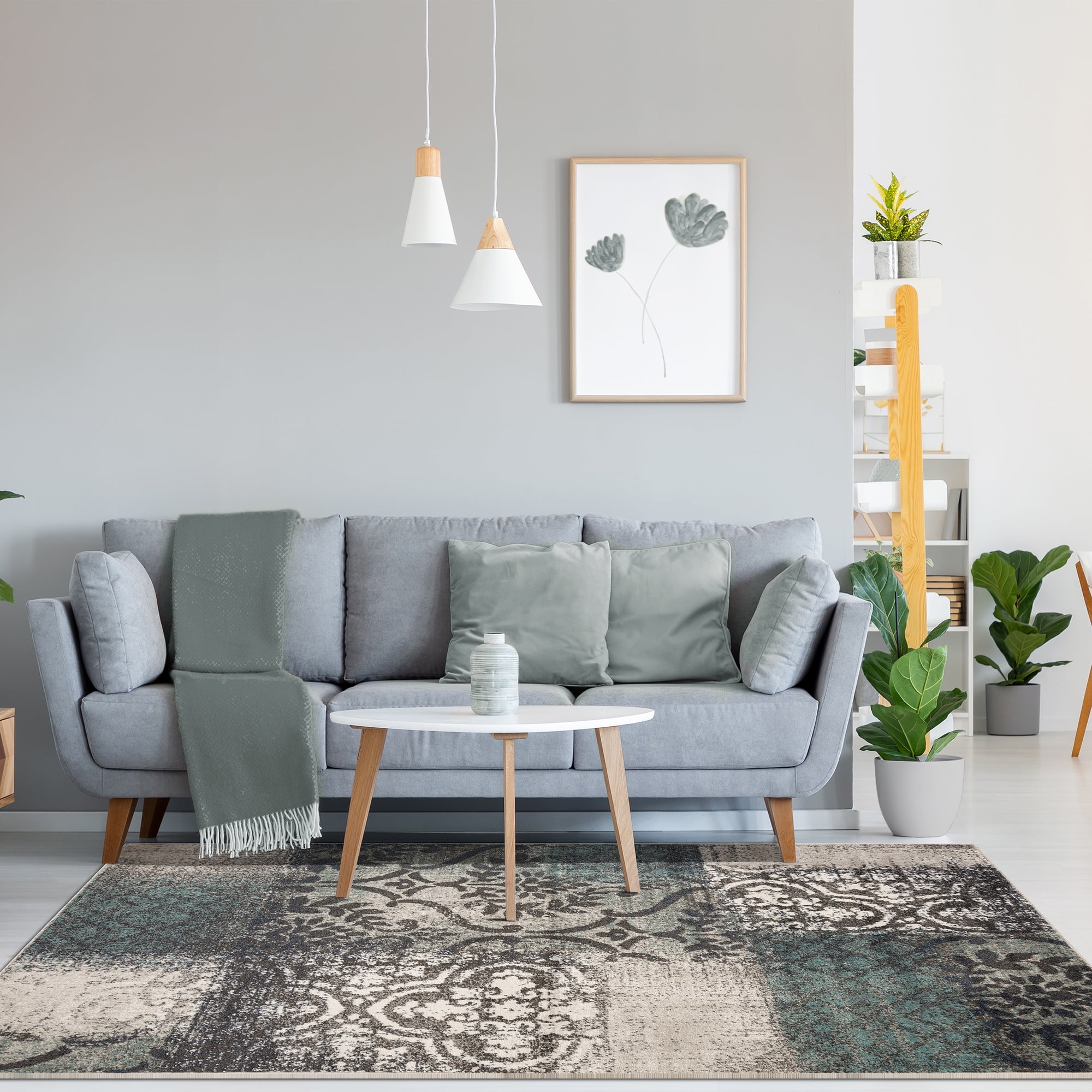 Superior Bristol 4' x 6' Indoor Area Rug, Abstract Damask Rugs for ...