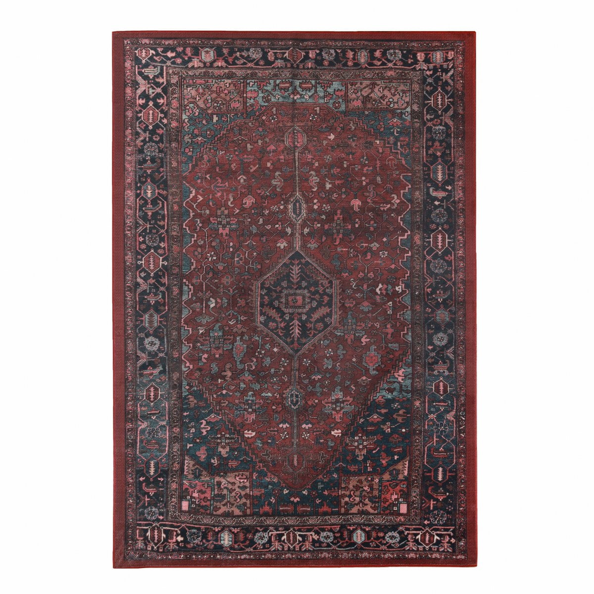Superior Cardinal Vintage Washable Indoor Area Rug, 7' x 10', Red ...