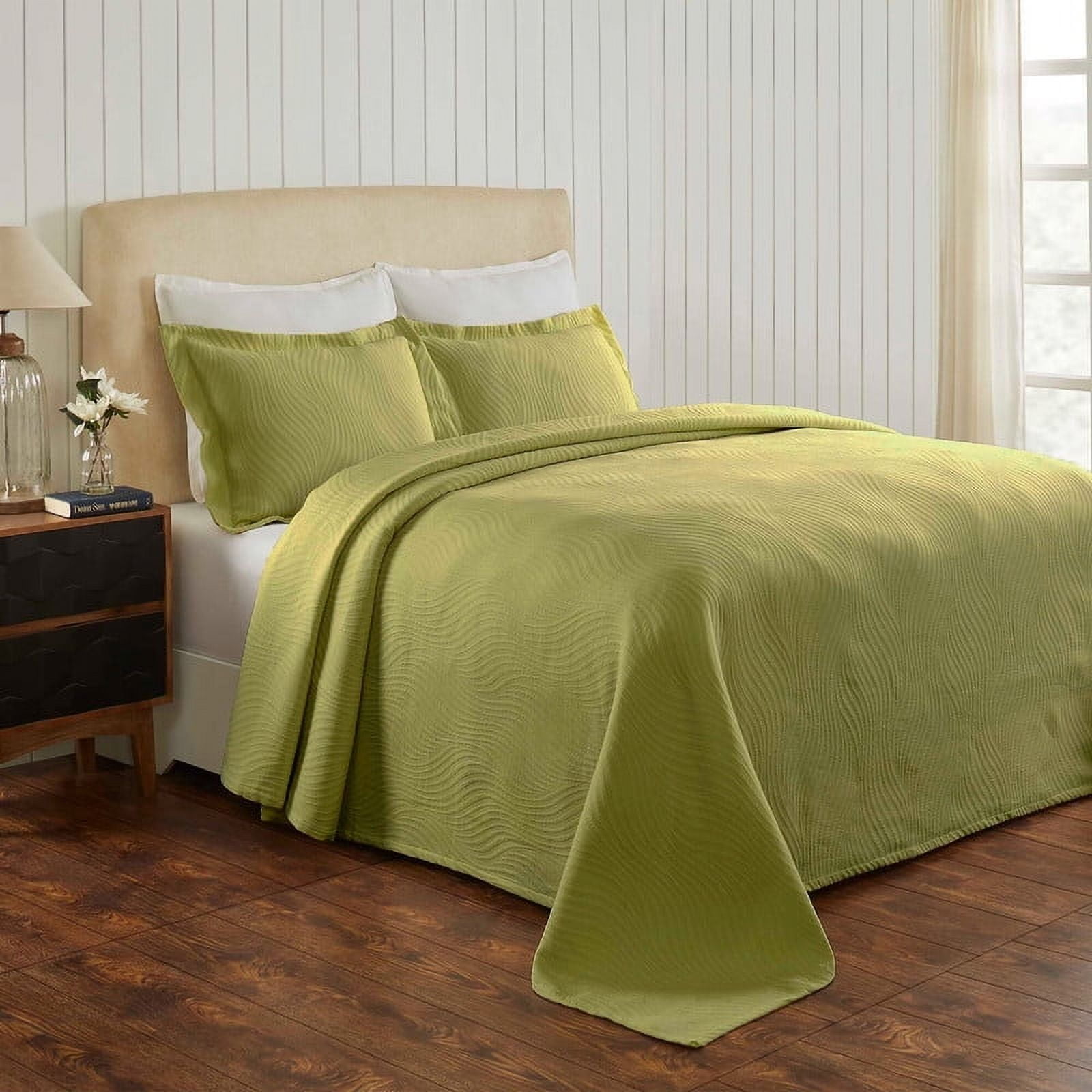 Superior Cascade Cotton Decorative Bedspread and Sham Set, Full, Pear ...