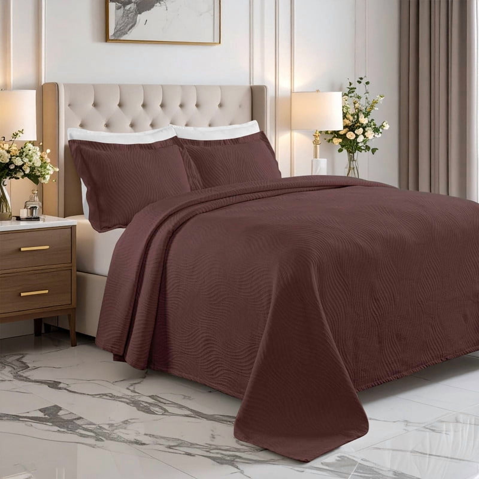 Superior Cascade Cotton Decorative Bedspread and Sham Set, Queen ...