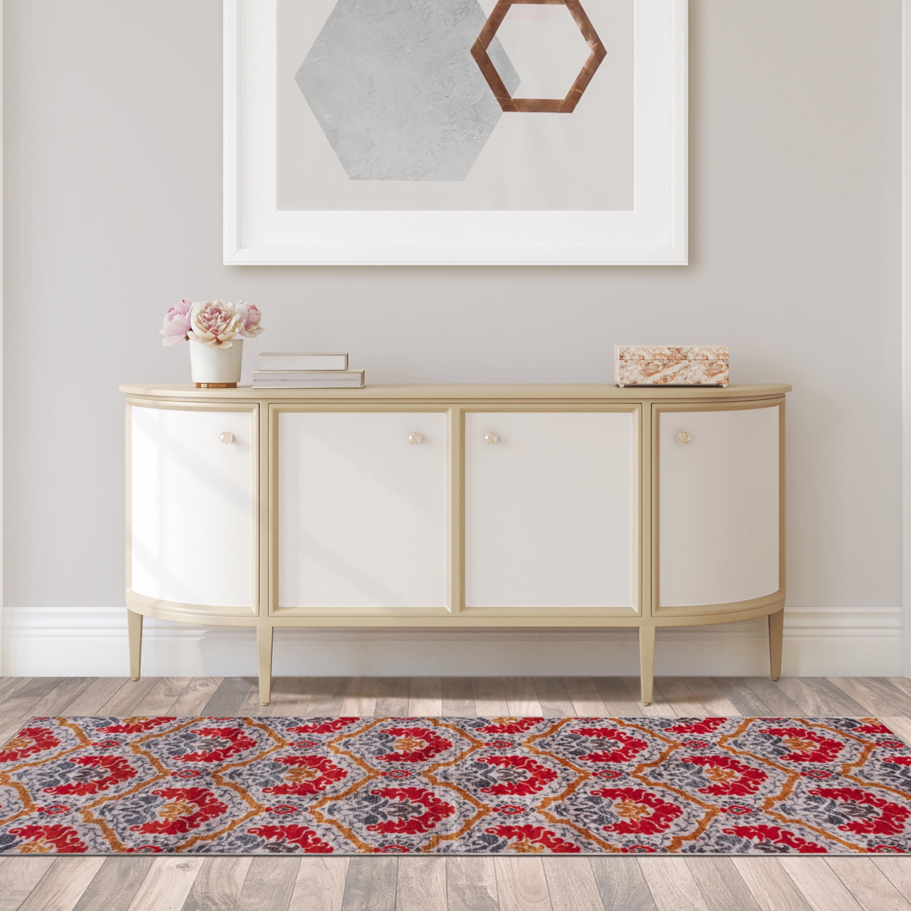 Superior Chloe Indoor Non-Slip Washable Runner Rug, 2' 7" x 8', Gray ...