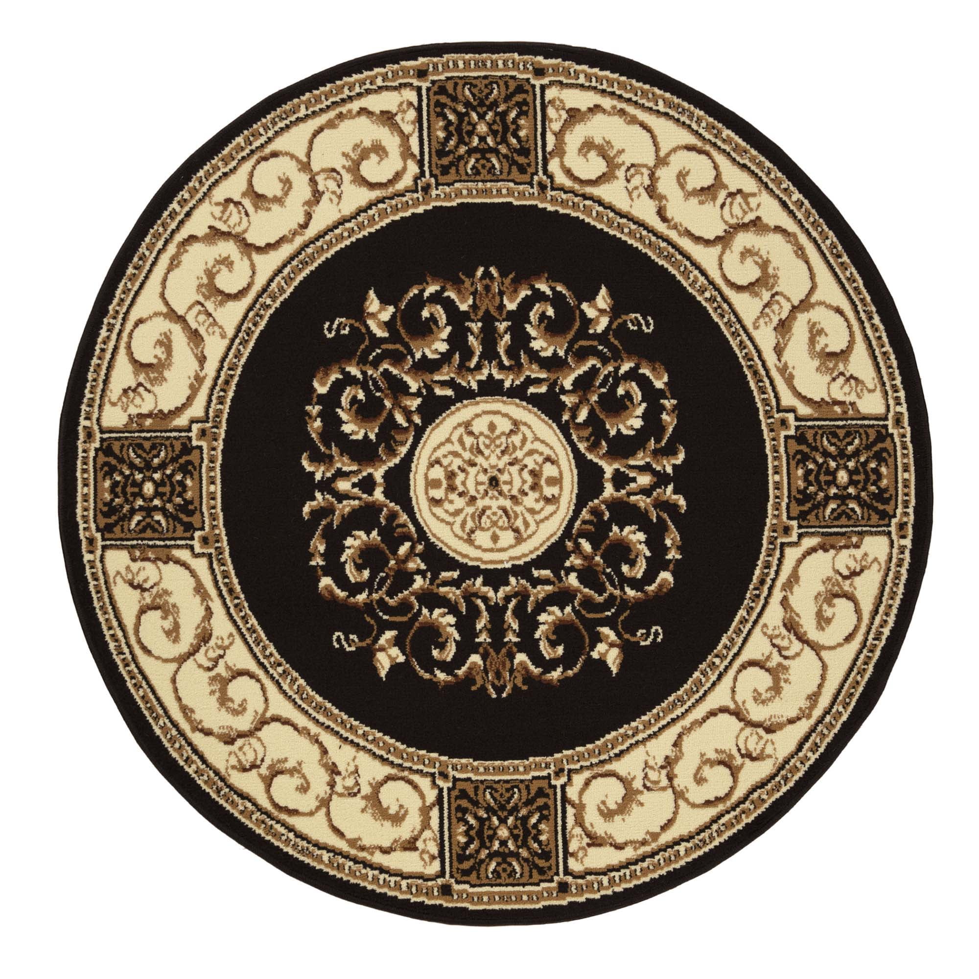 Superior Classic Floral Medallion Indoor Area Rug, Coffee, 5' Round ...