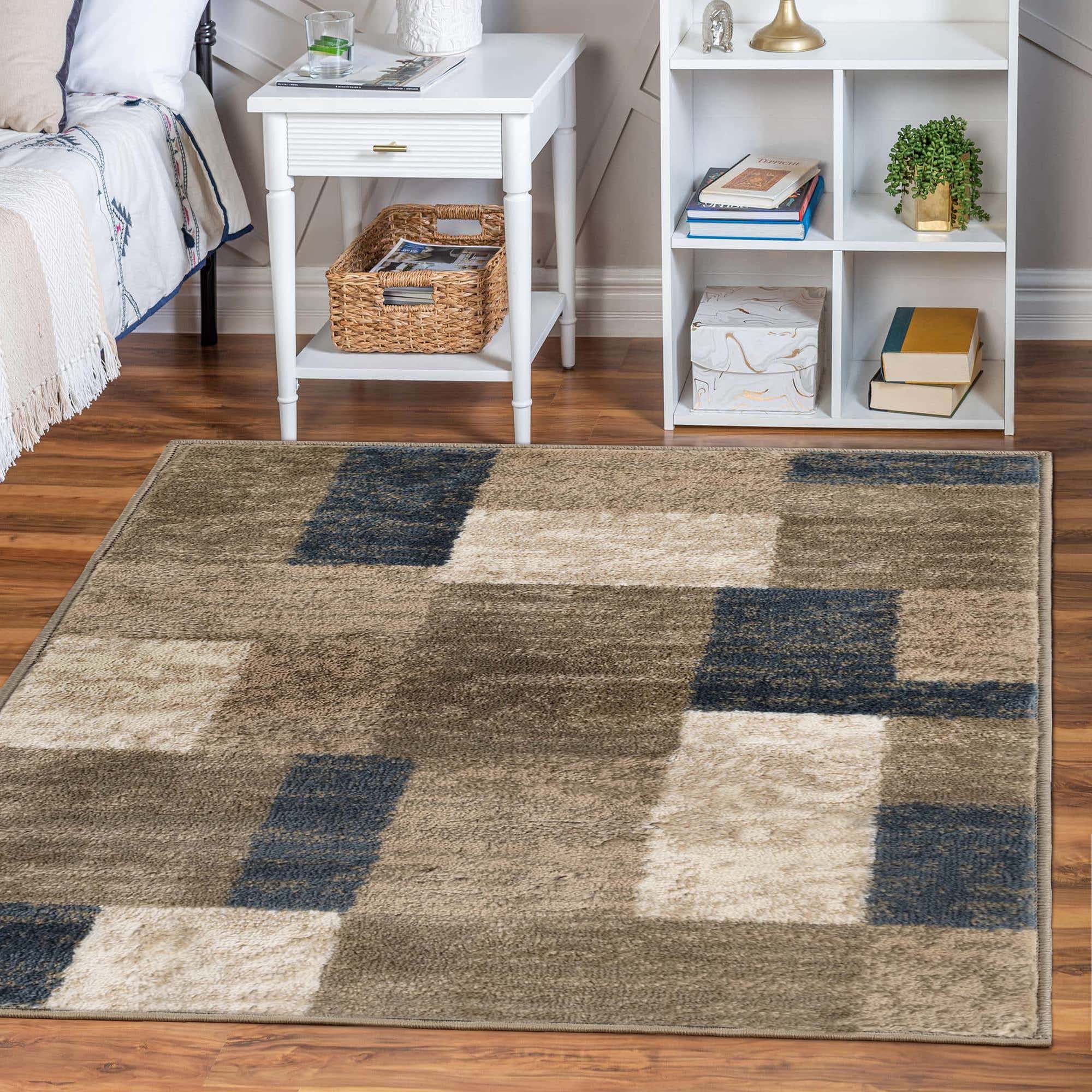 Superior Color Block Area Rug 5' x 5' , Plush Indoor Rugs For Living ...