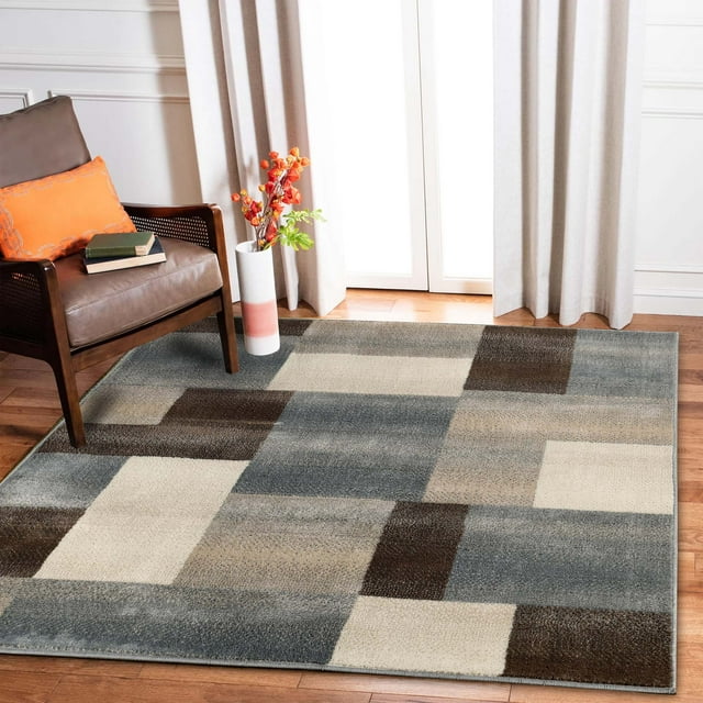 Superior Color Block Area Rug 5' x 5' , Plush Indoor Rugs For Living ...