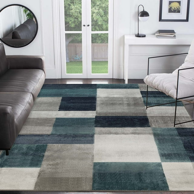 Superior Color Block Area Rug 7' x 9', Plush Indoor Rugs For Living ...