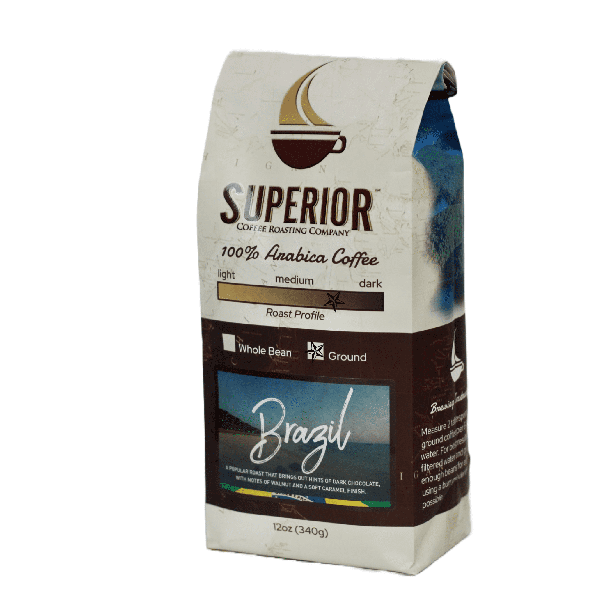 Superior Coffee Brazil - Single Origin Ground Coffee | 12oz Bag - Walmart.com