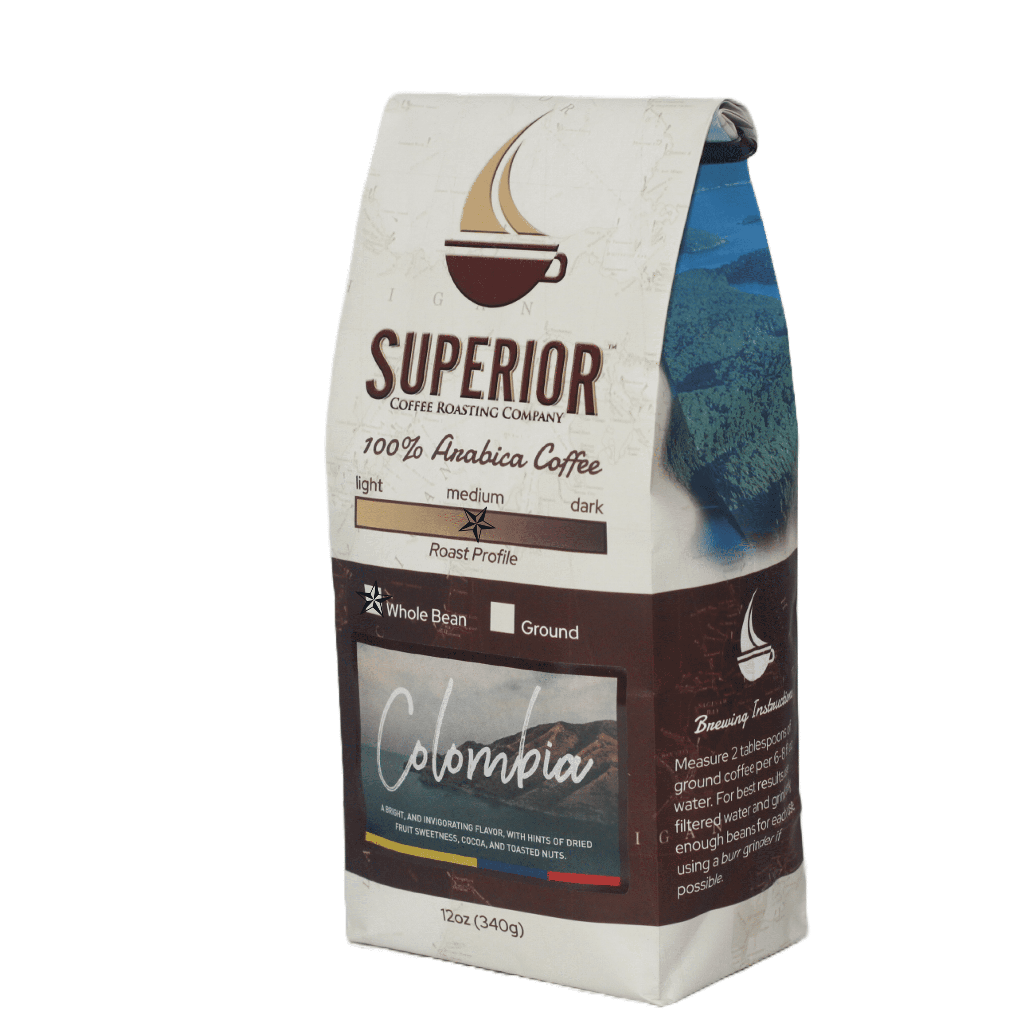 Superior Coffee Colombia - Single Origin Whole Bean Coffee | 12oz Bag ...