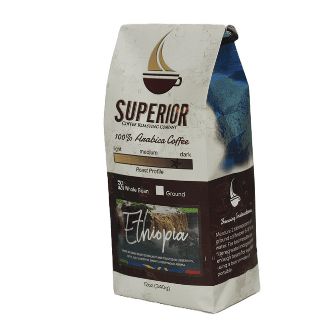 Superior Coffee Ethiopia (Yirgacheffe) - Single Origin Whole Bean Coffee | 12oz Bag - Walmart.com