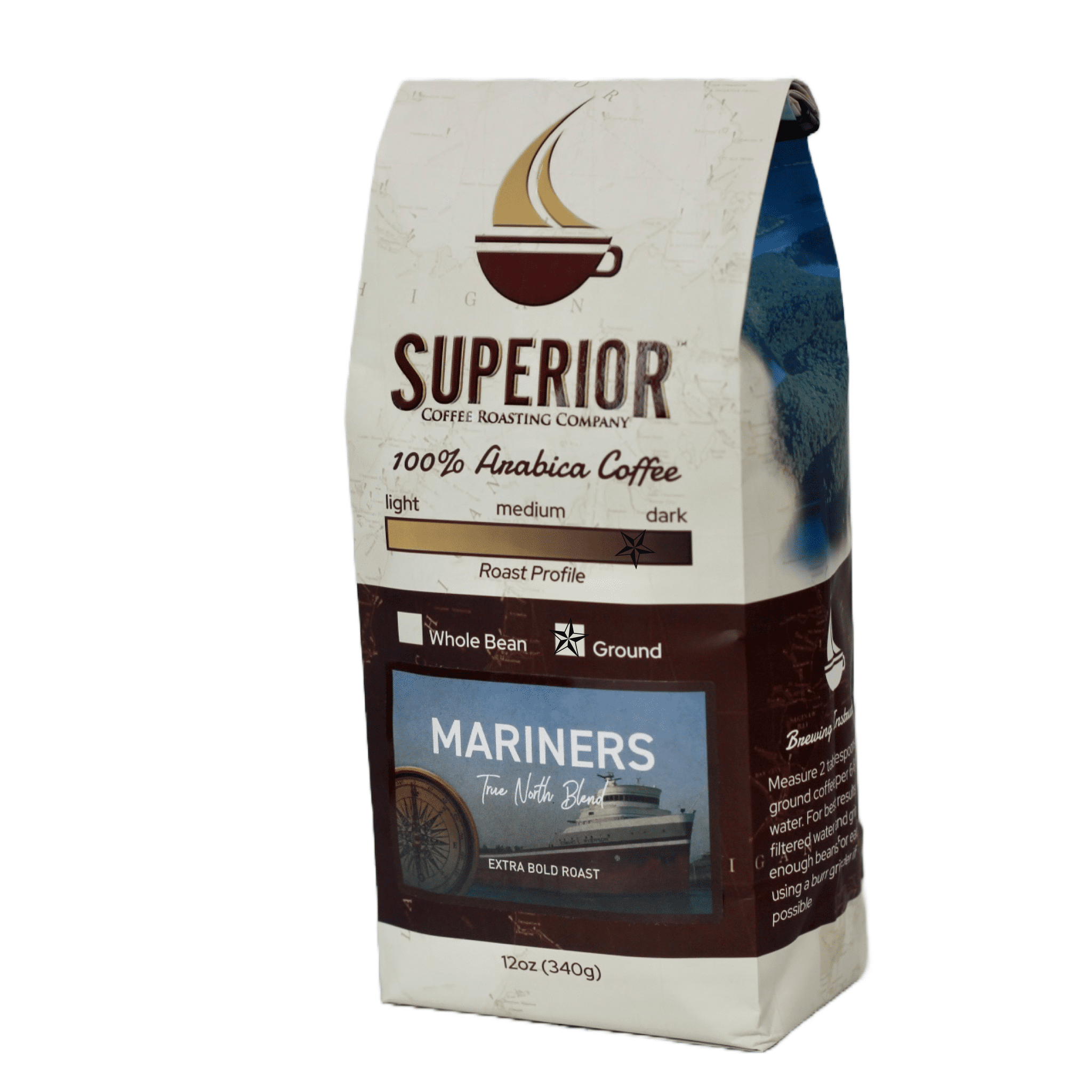 Superior Coffee Mariners True North Blend Ground Coffee | 12oz Bag ...