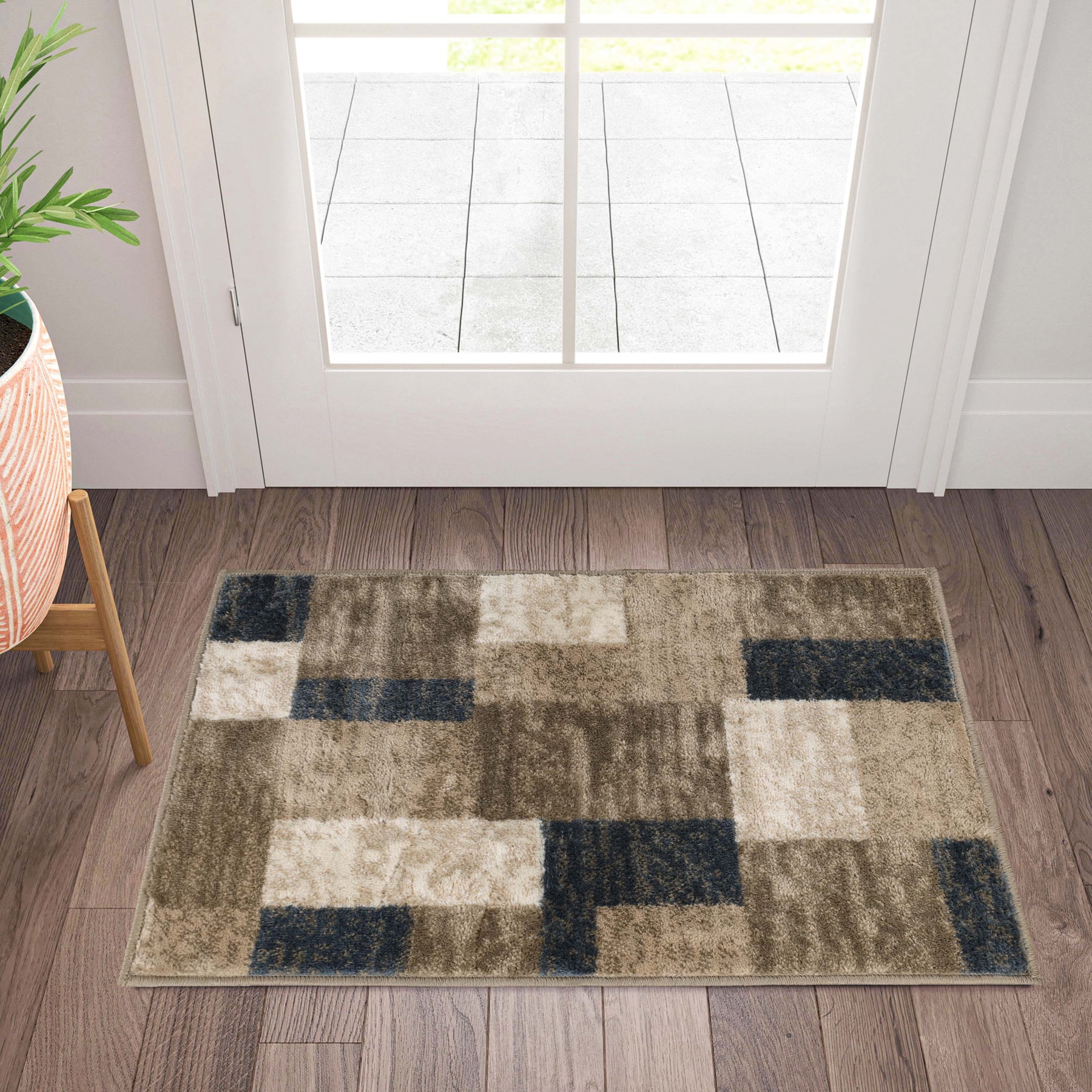 Superior Color Block Area Rug 2' x 3', Beige-Blue - Walmart.com