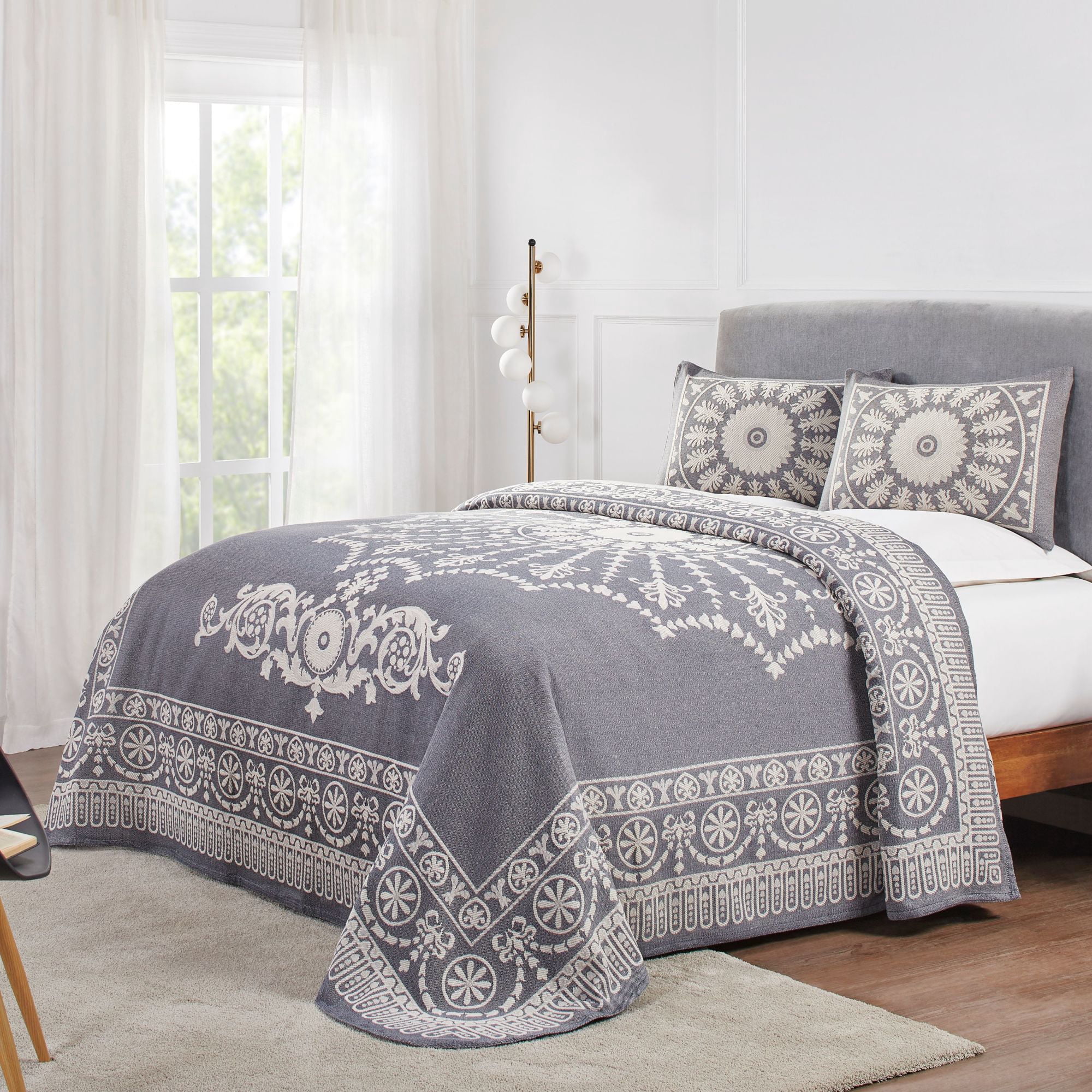 Superior Cotton Blend Woven Jacquard Vintage Medallion Bedspread Set 2 ...