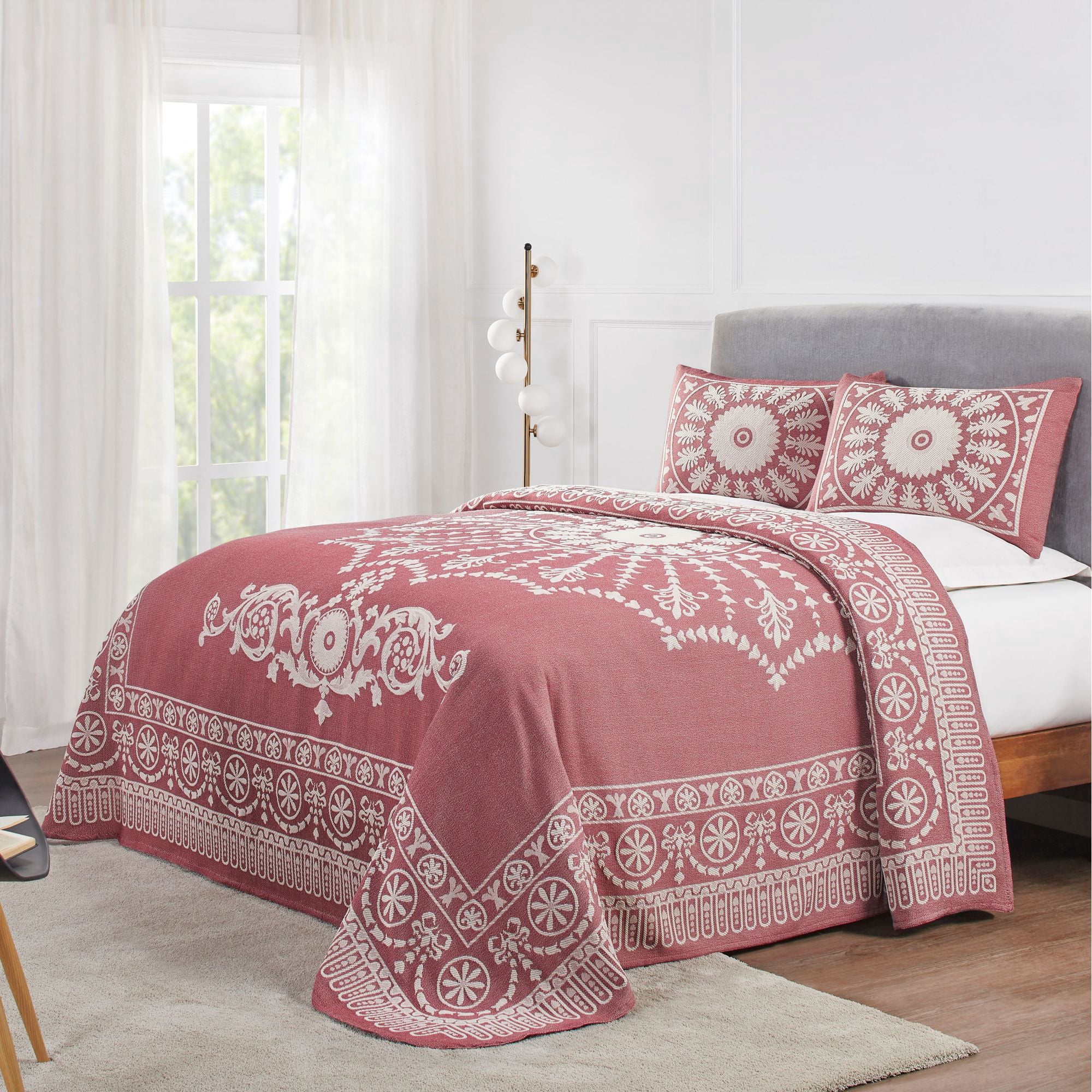 Superior Cotton Blend Woven Jacquard Vintage Medallion Bedspread Set 3 ...