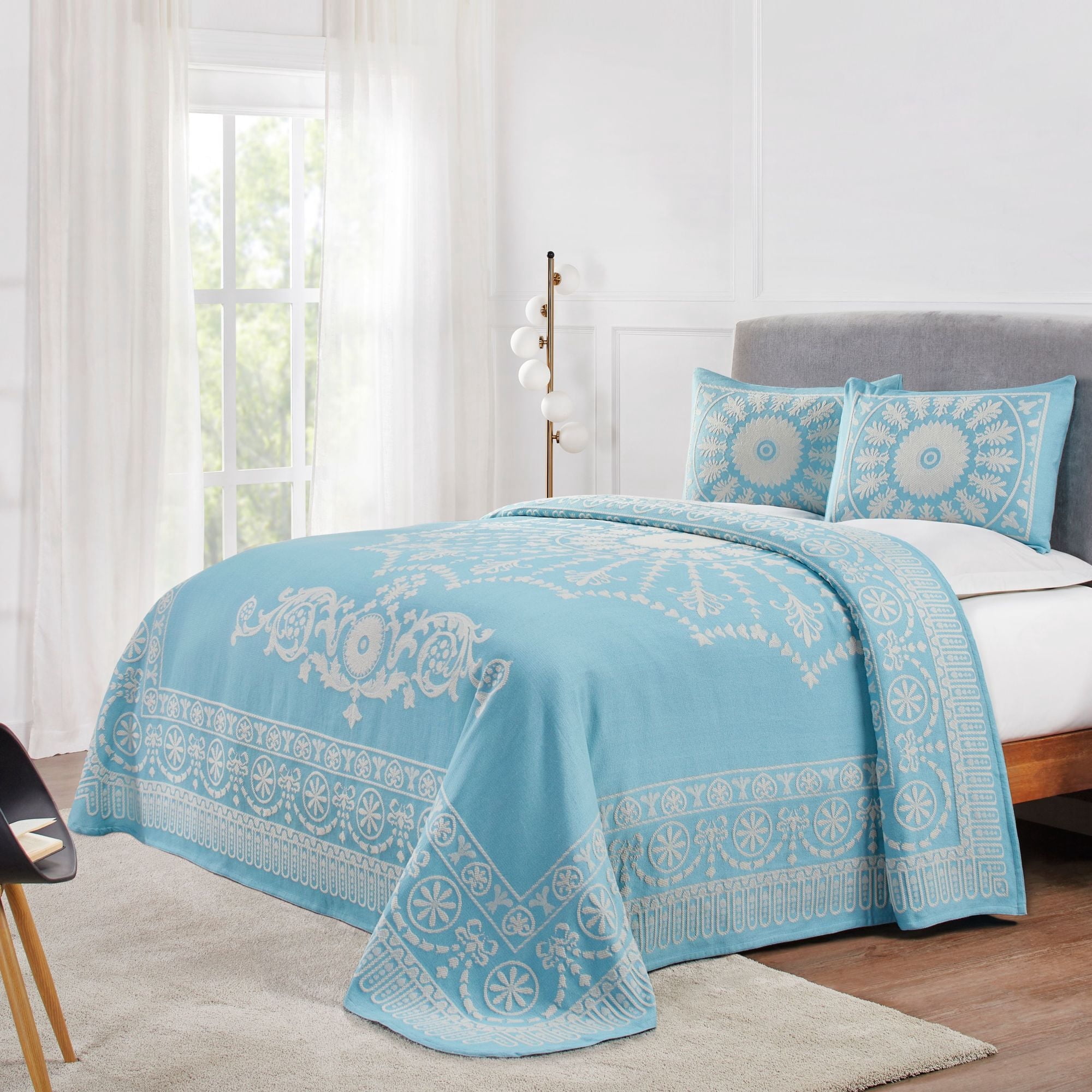 Superior Cotton Blend Woven Jacquard Vintage Medallion Bedspread Set 3 ...