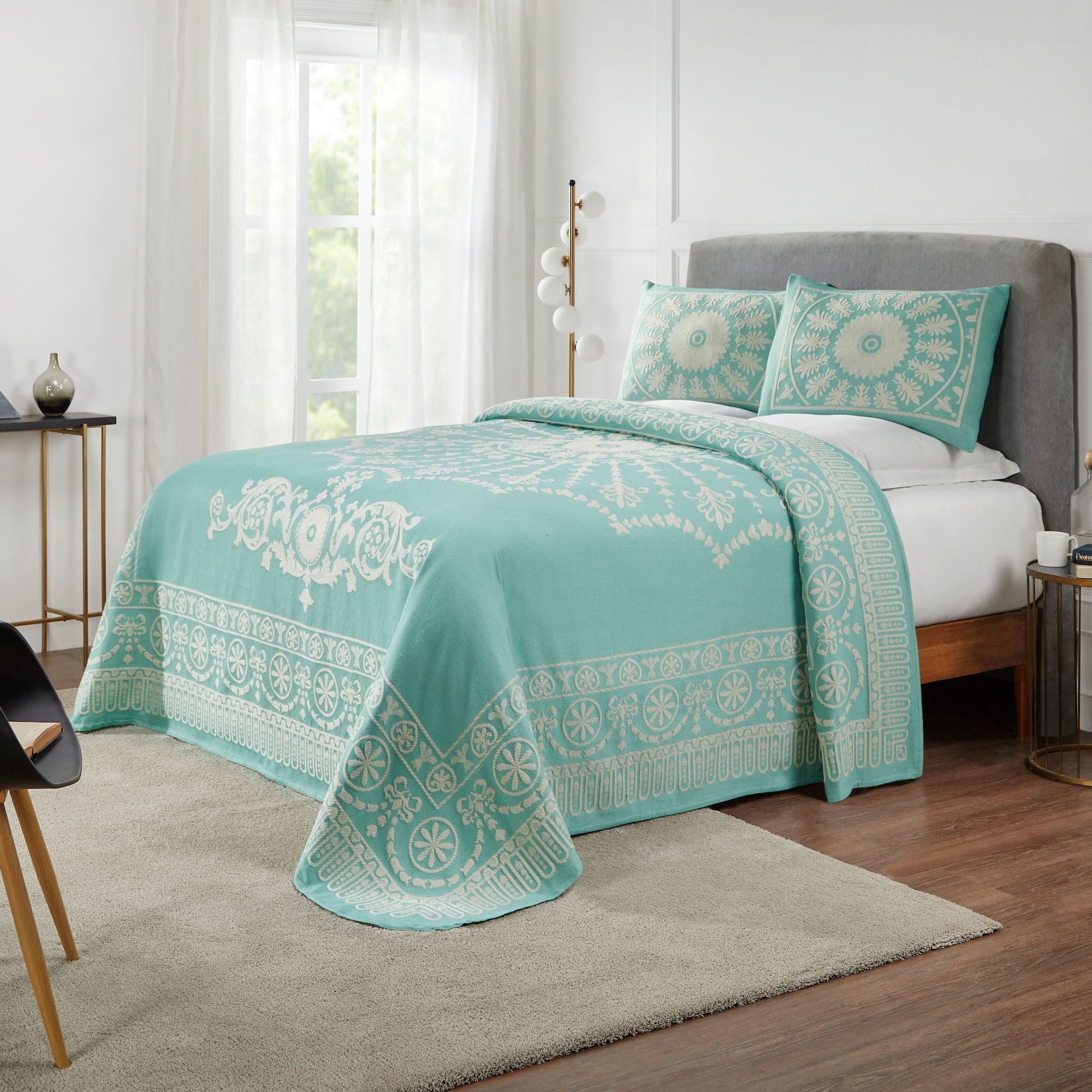 Superior Cotton Blend Woven Jacquard Vintage Medallion Bedspread Set 3 ...