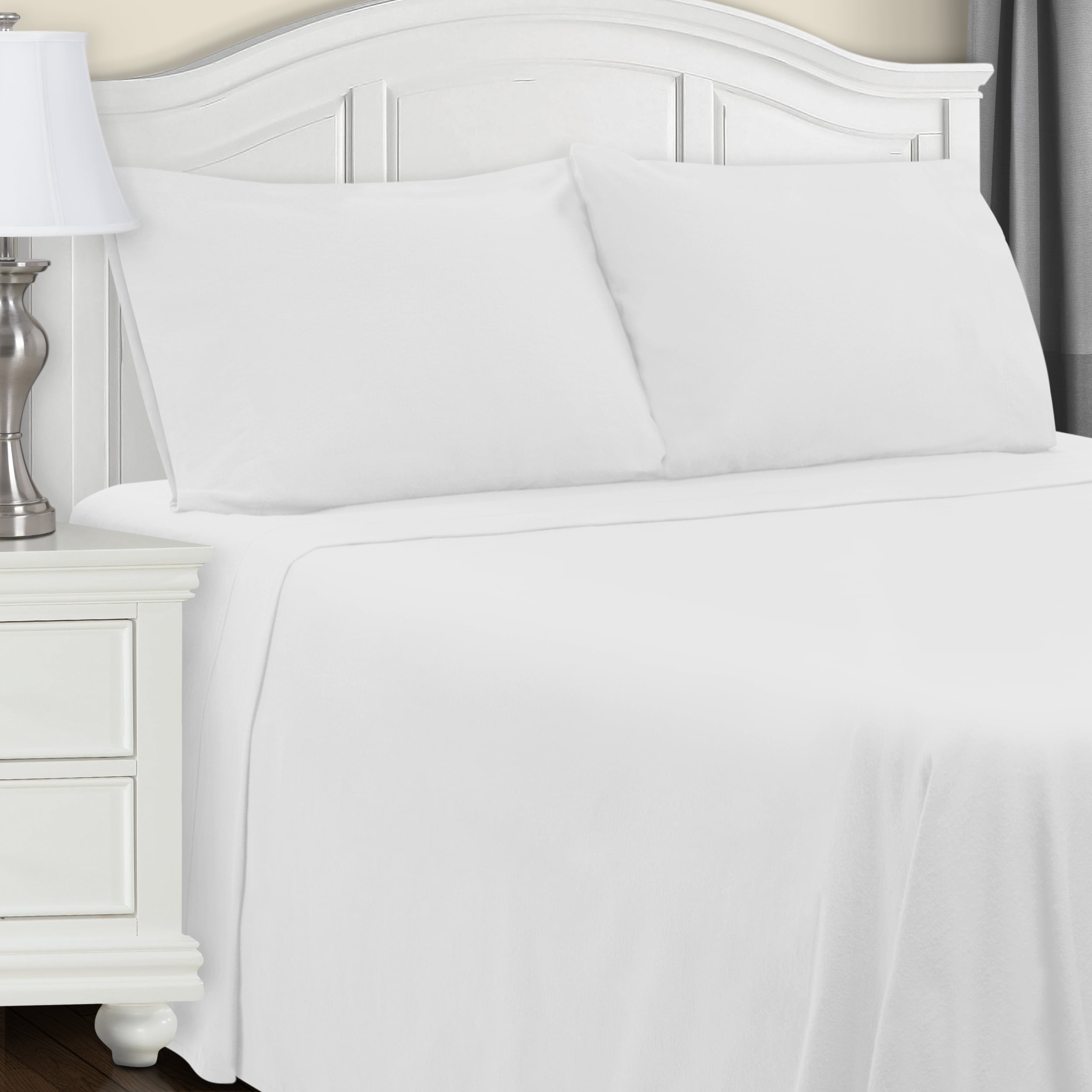 Superior Cotton Flannel All-Season Sheet Set, King, White - Walmart.com