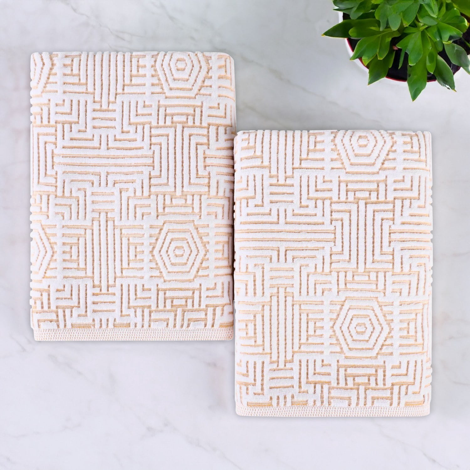 Superior Cotton Modern Jacquard Bath Sheet Set of 2, Gold - Walmart.com