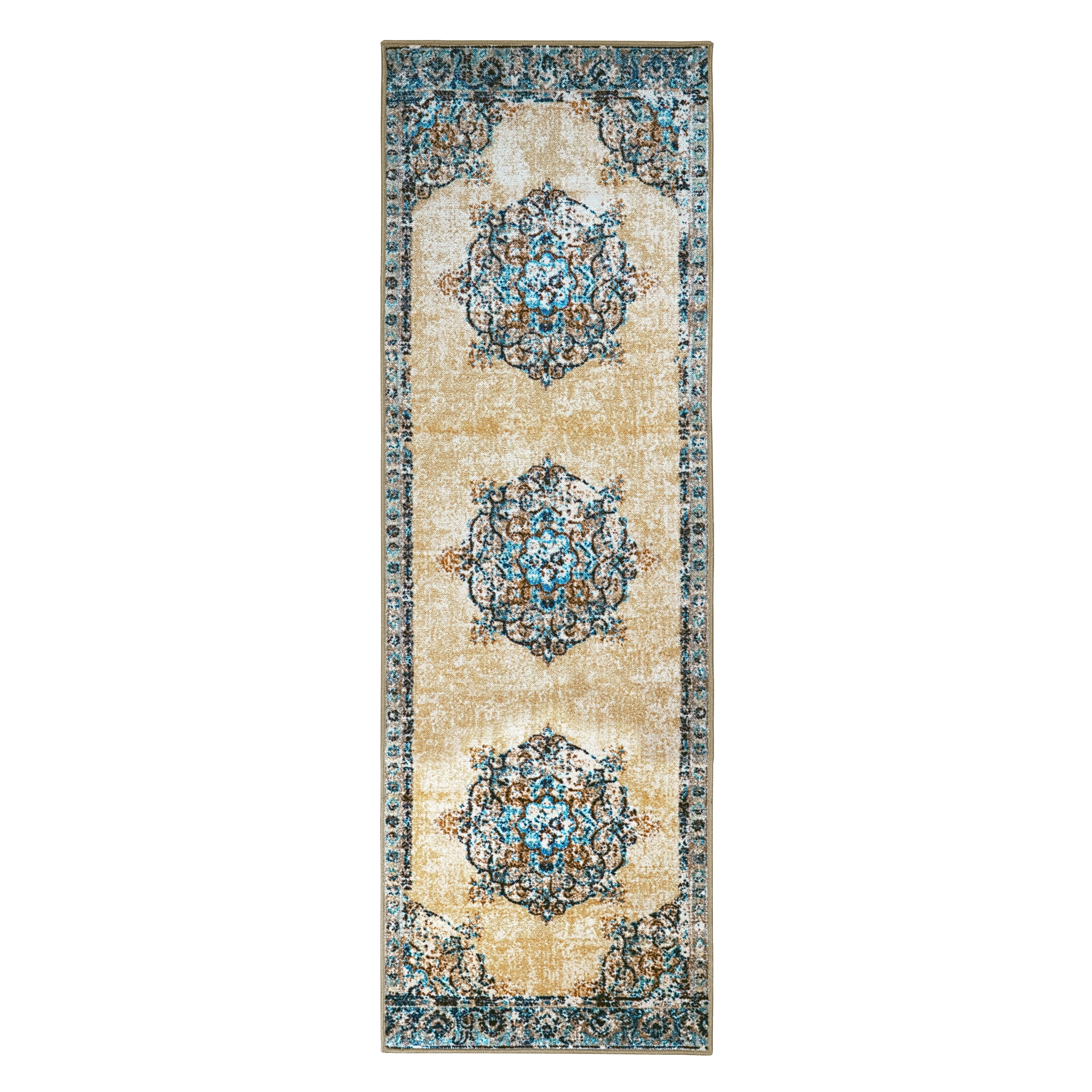 Superior Decklan Floral Medallion Non-Slip Indoor Runner 2' 7" x 8 ...