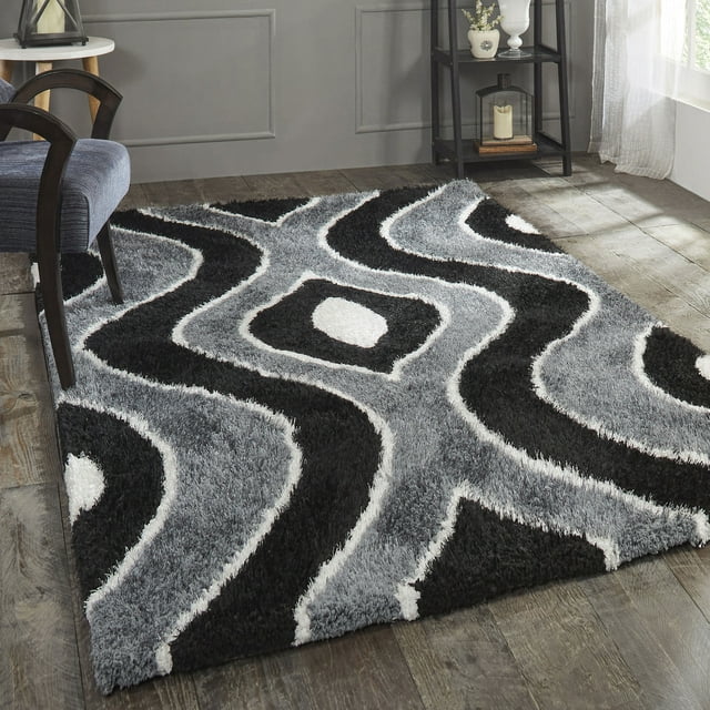Superior Designer Ogee Shag Hand-Tufted Area Rug - Walmart.com