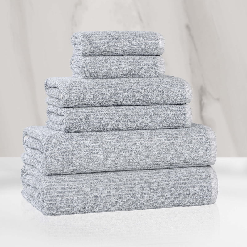 Superior Destin Viscose Cotton Blend Medium Weight 6 Piece Towel Set ...