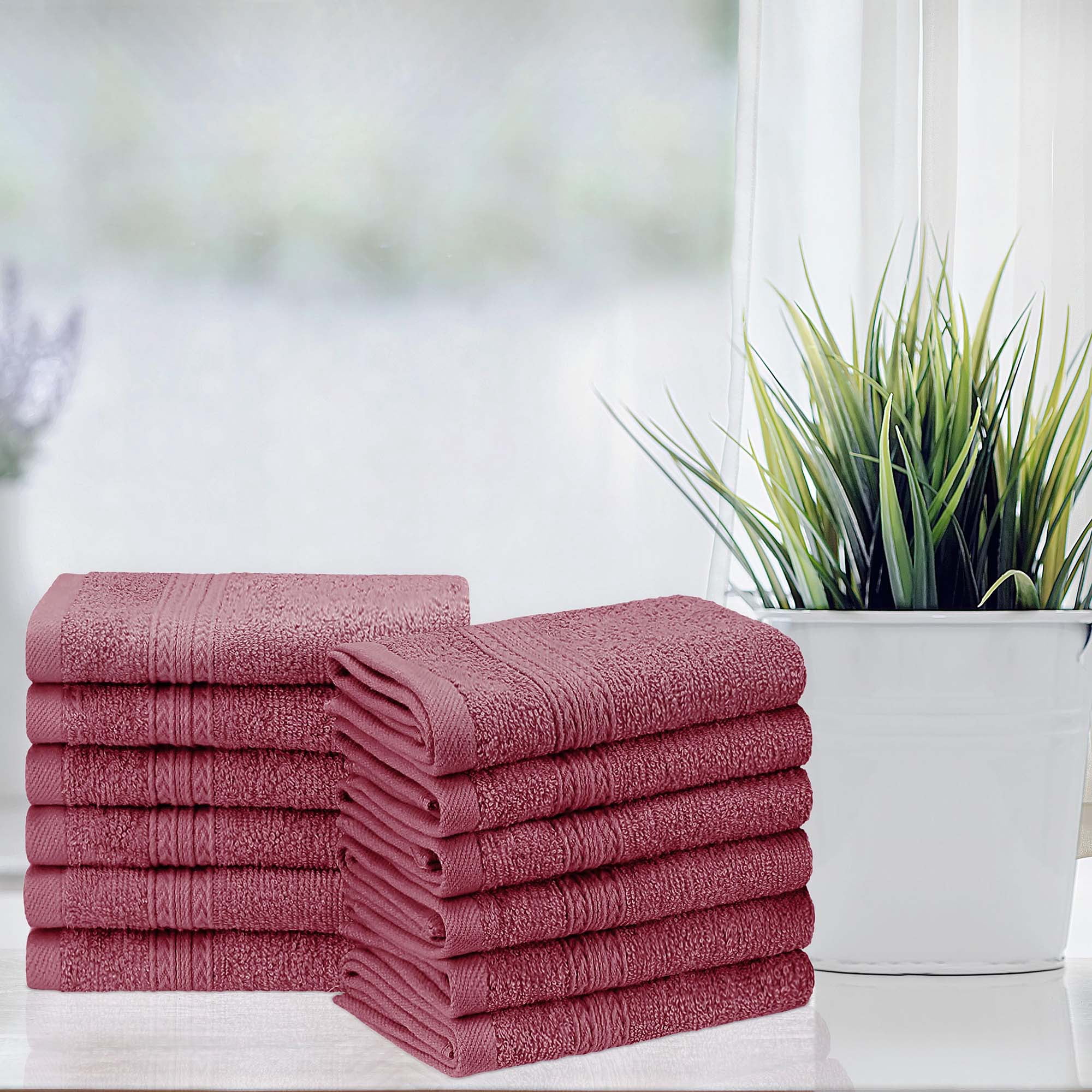 Superior Eco-Friendly Cotton 12-Piece, Rosewood, Washcloth Set ...