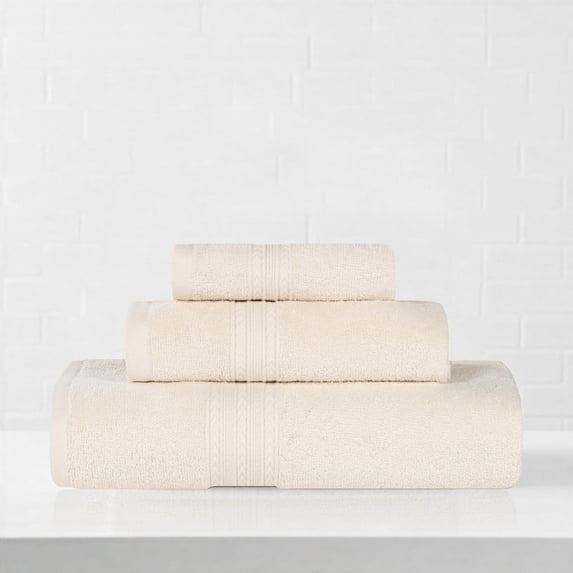 Superior Eco-Friendly Cotton 3-Piece Assorted Towel Set, Ivory ...