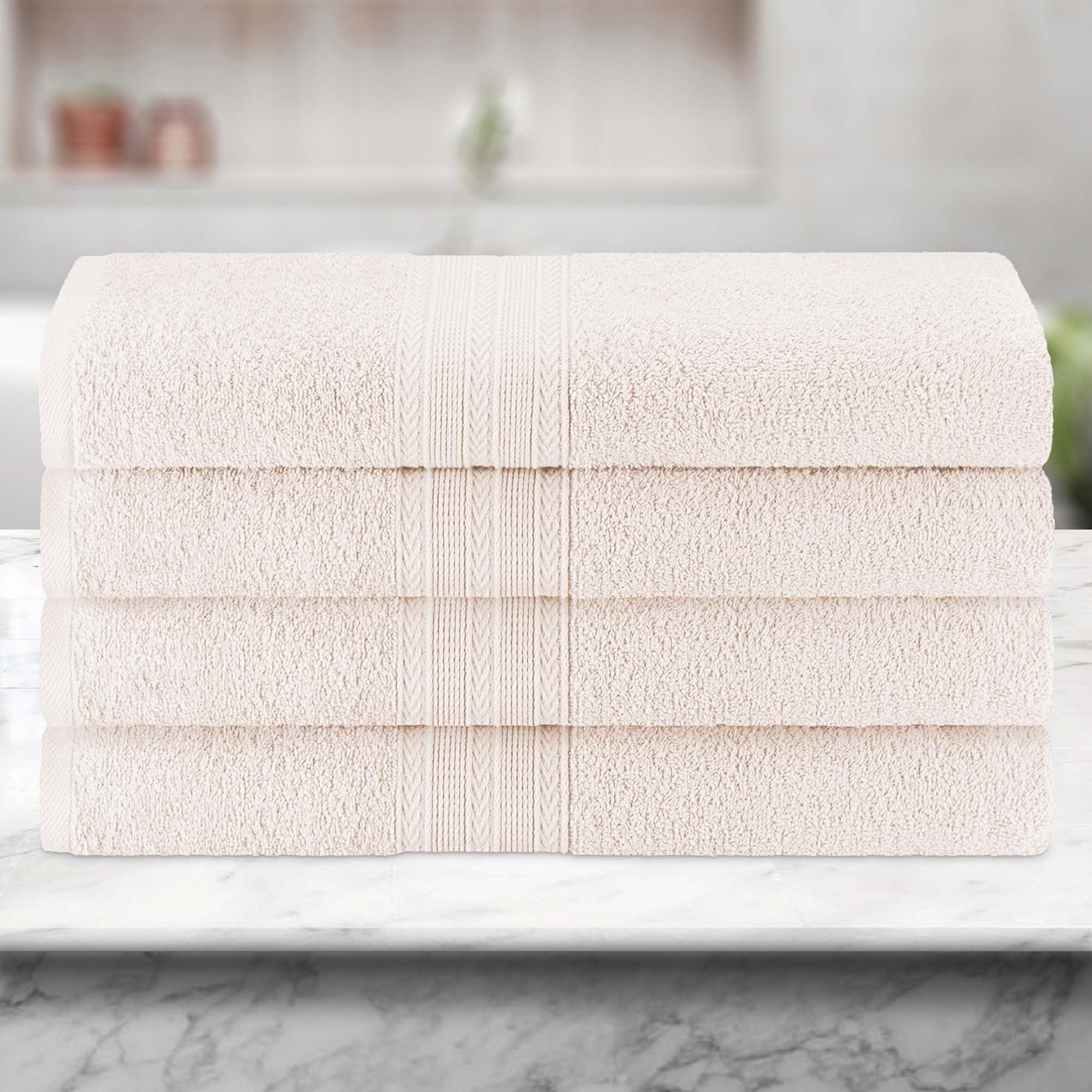 Superior Eco-Friendly Cotton 4-Piece, Ivory, Bath Towel Set - Walmart.com