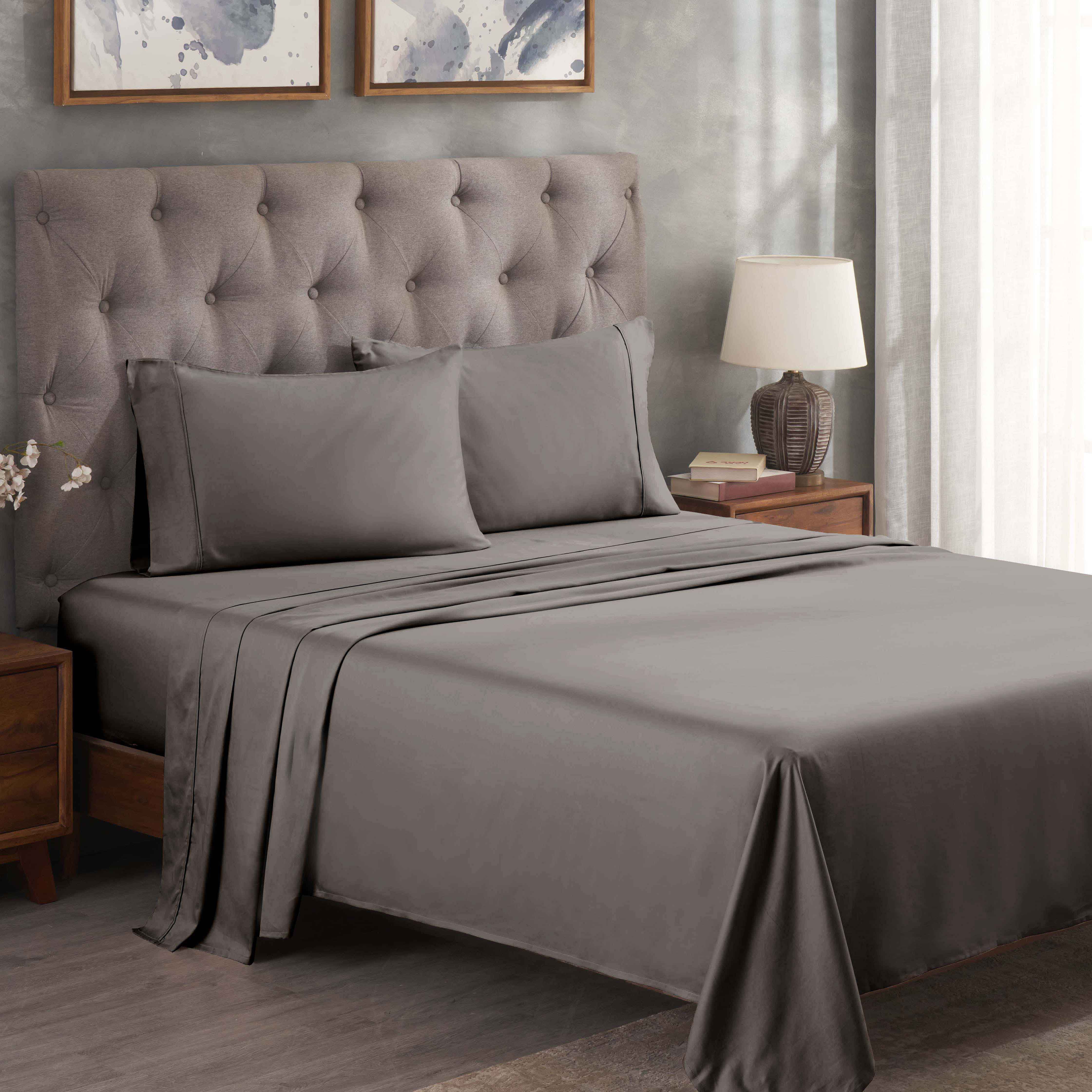 Superior Egyptian Cotton 300 Thread Count Bed Sheet Set, Full, Grey ...