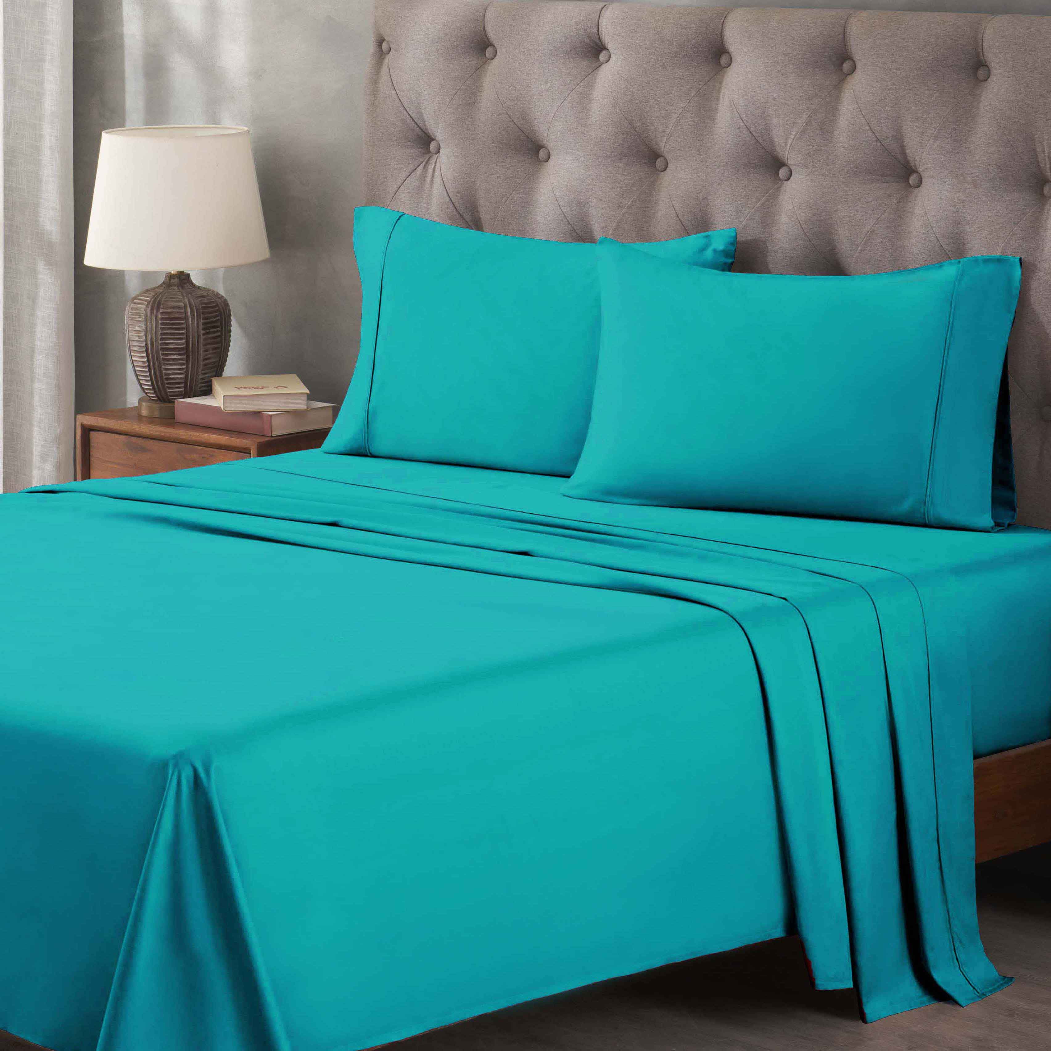 Egyptian Cotton 400 TC Bed Sheet Set - Queen Teal Sheets - Walmart.com
