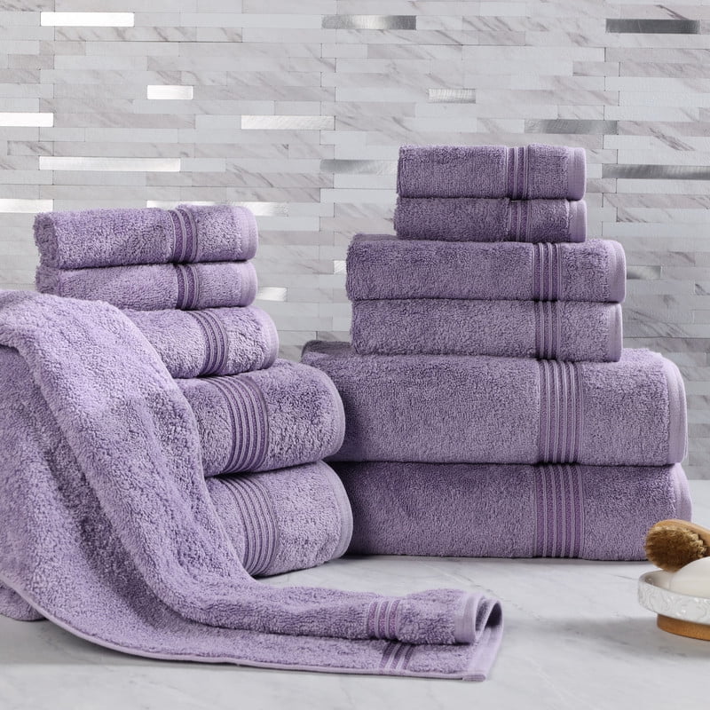 Superior Egyptian Cotton Absorbent 12-Piece Royal Purple Towel Set ...