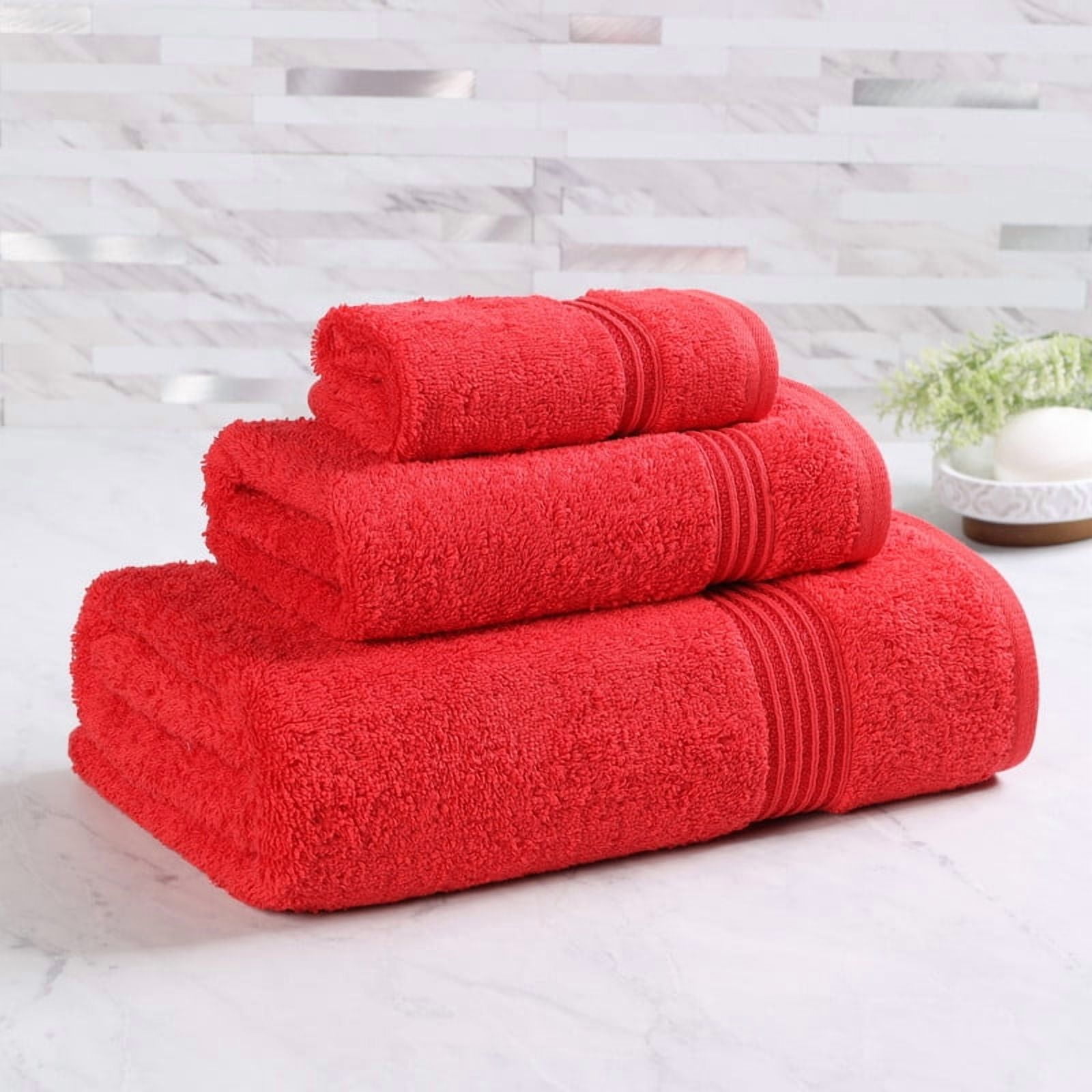 Superior Egyptian Cotton Absorbent 3-Piece Red Towel Set - Walmart.com