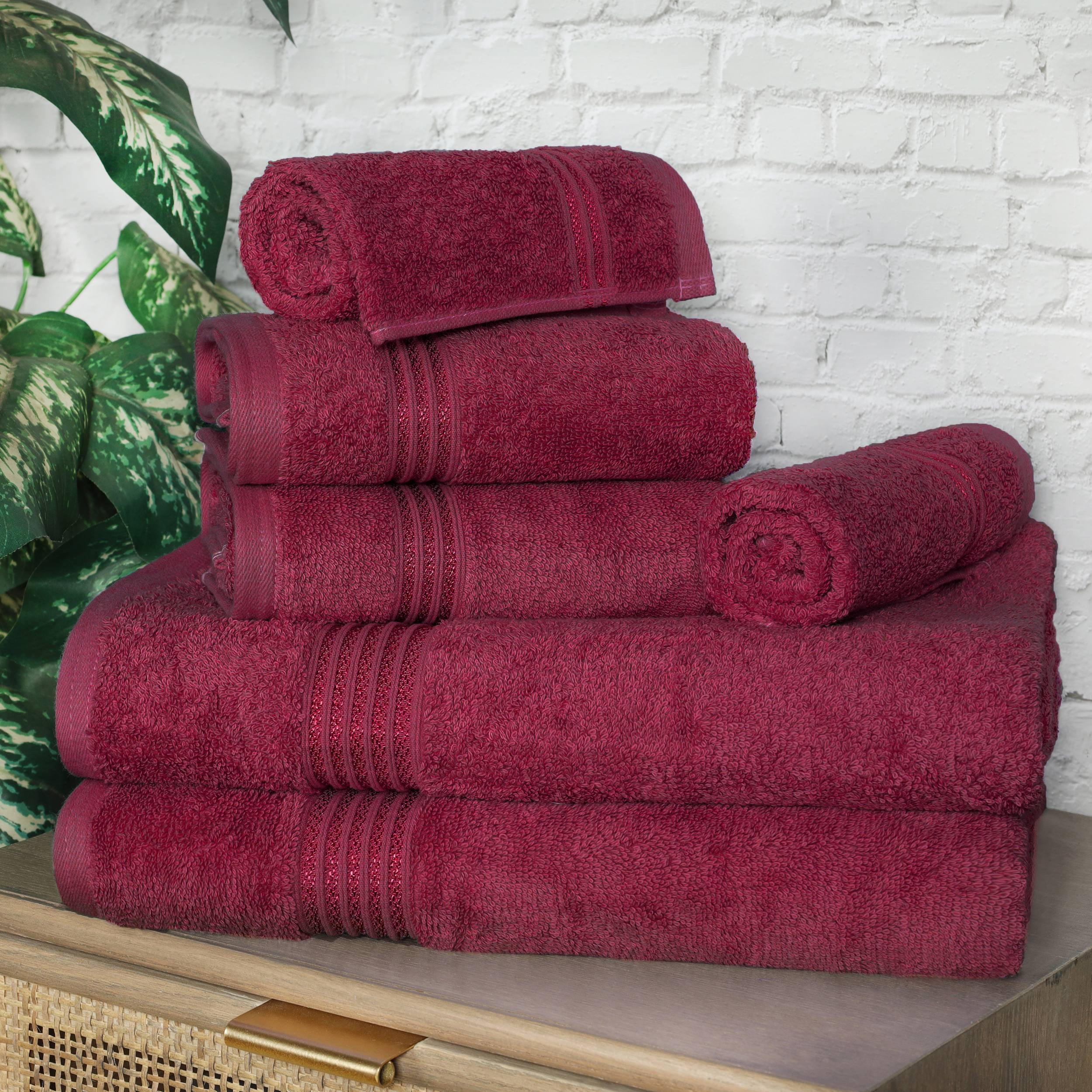 Superior Egyptian Cotton Absorbent 6-Piece Burgundy Towel Set - Walmart.com