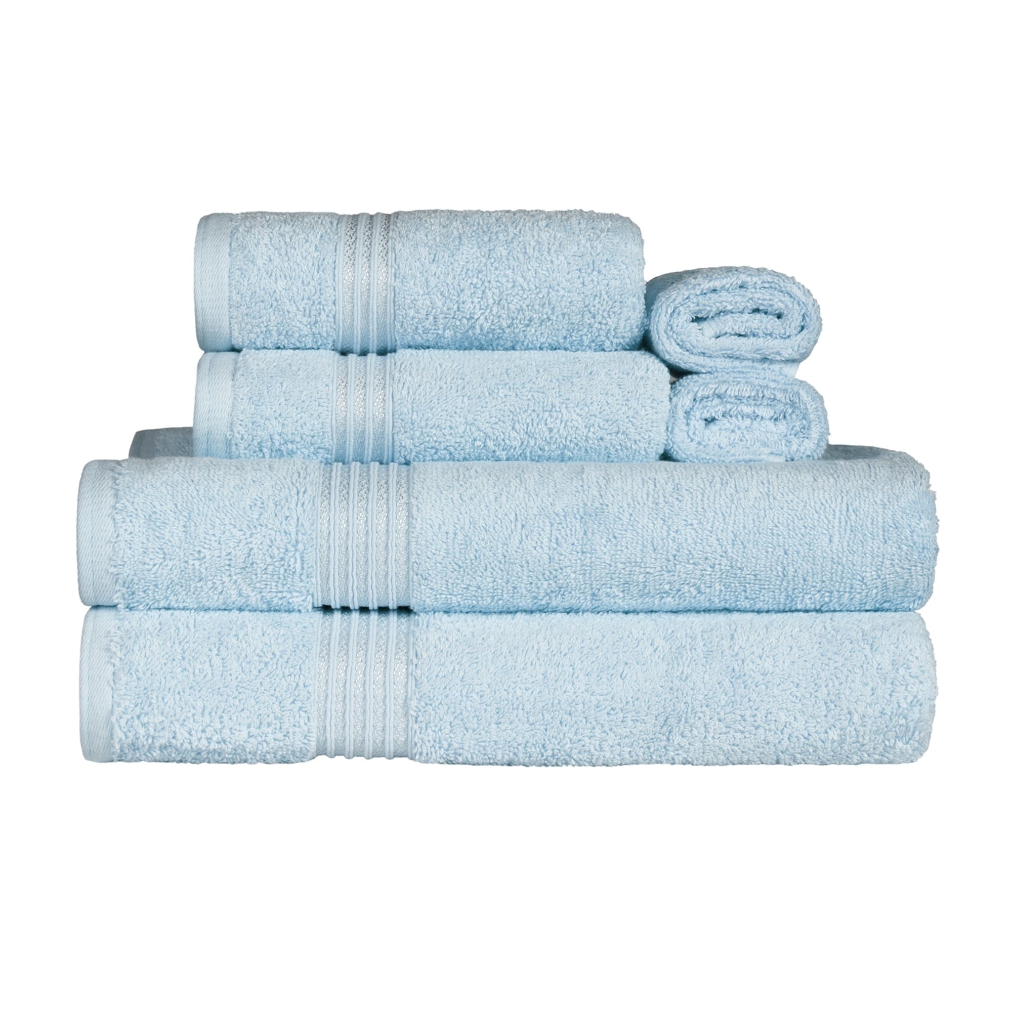 Superior Egyptian Cotton Absorbent 6-Piece Light Blue Towel Set ...