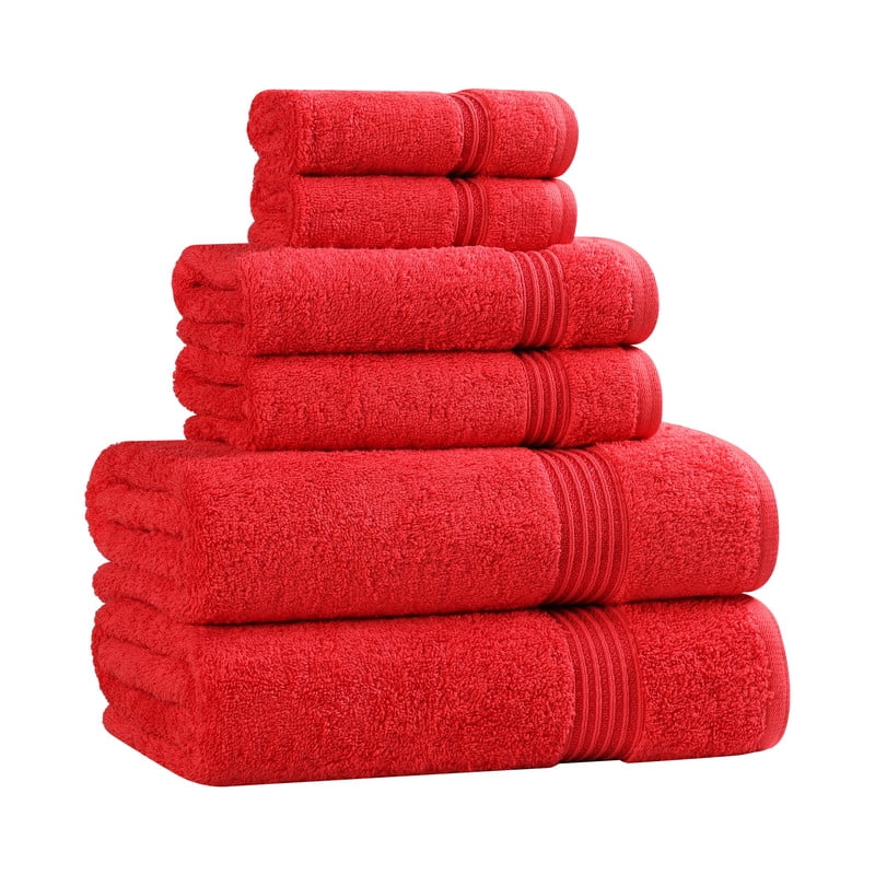Superior Egyptian Cotton Absorbent 6-Piece Red Towel Set - Walmart.com