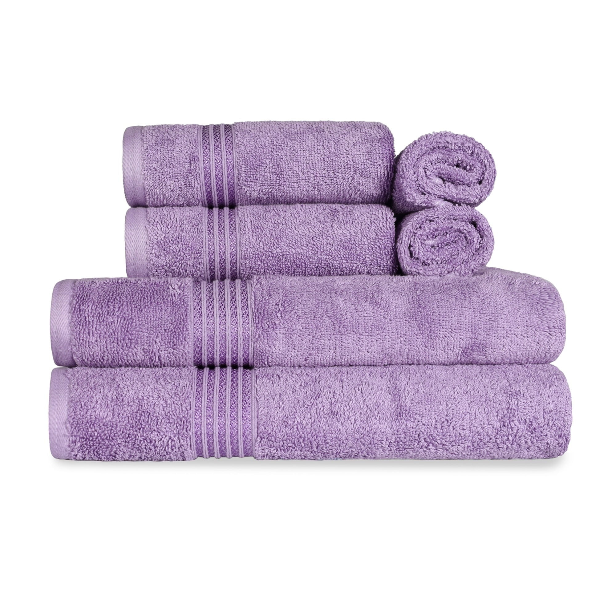Superior Egyptian Cotton Absorbent 6-Piece Royal Purple Towel Set ...
