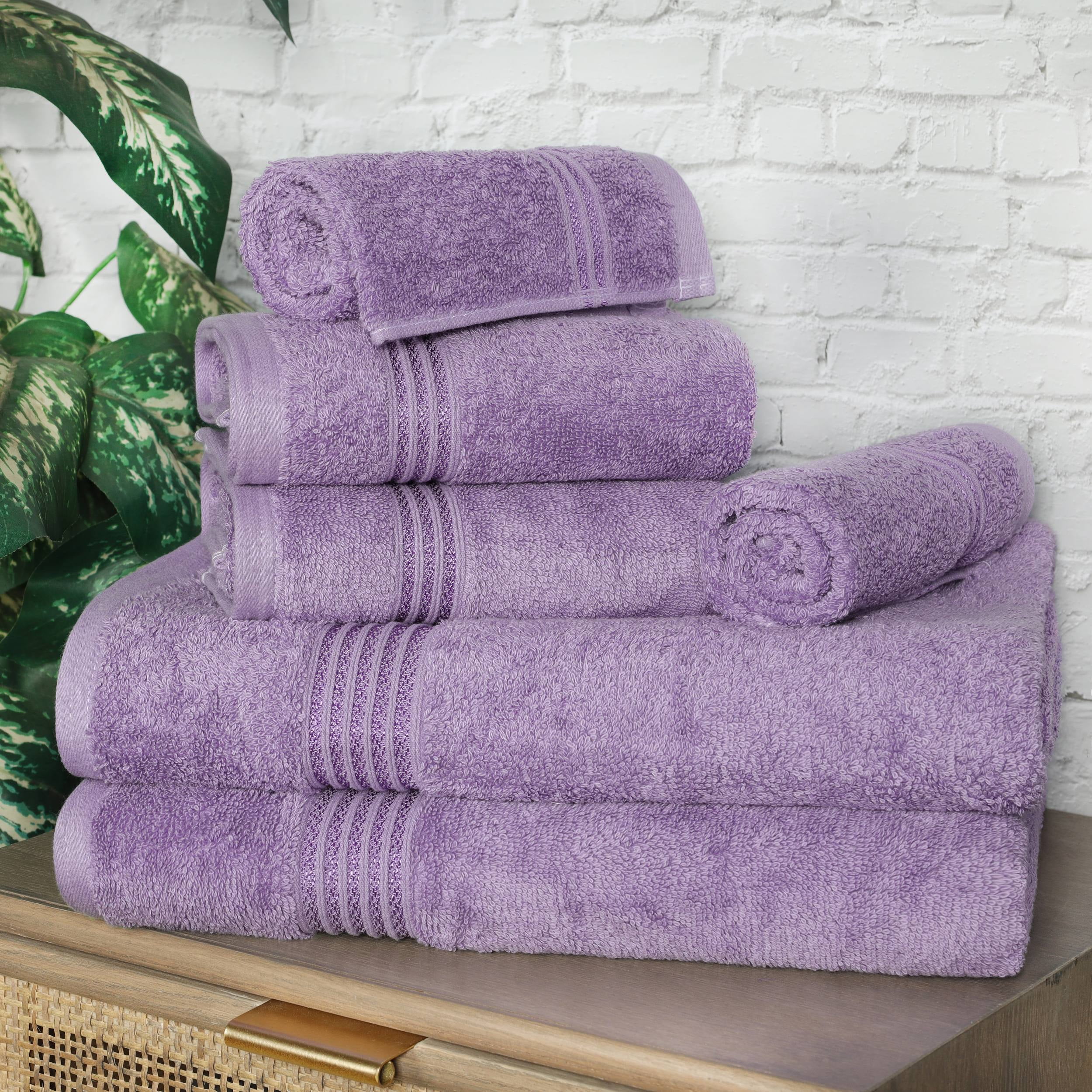 Superior Egyptian Cotton Absorbent 6-Piece Royal Purple Towel Set ...