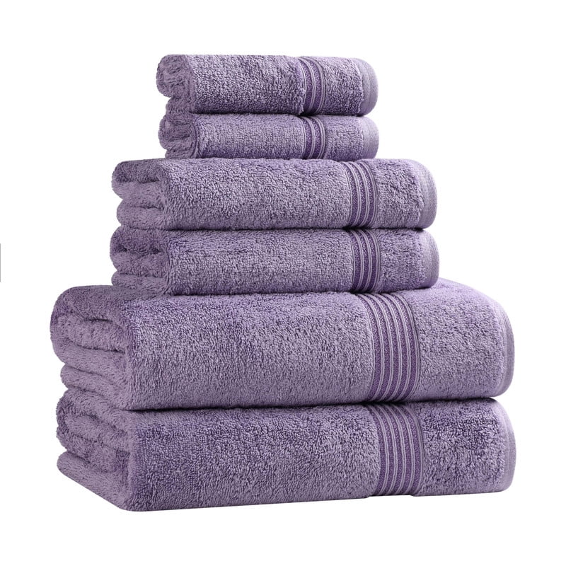Superior Egyptian Cotton Absorbent 6-Piece Royal Purple Towel Set ...