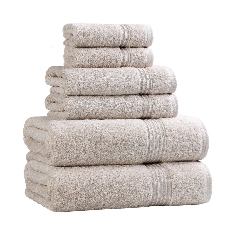 Superior Egyptian Cotton Absorbent 6-Piece Stone Towel Set - Walmart.com