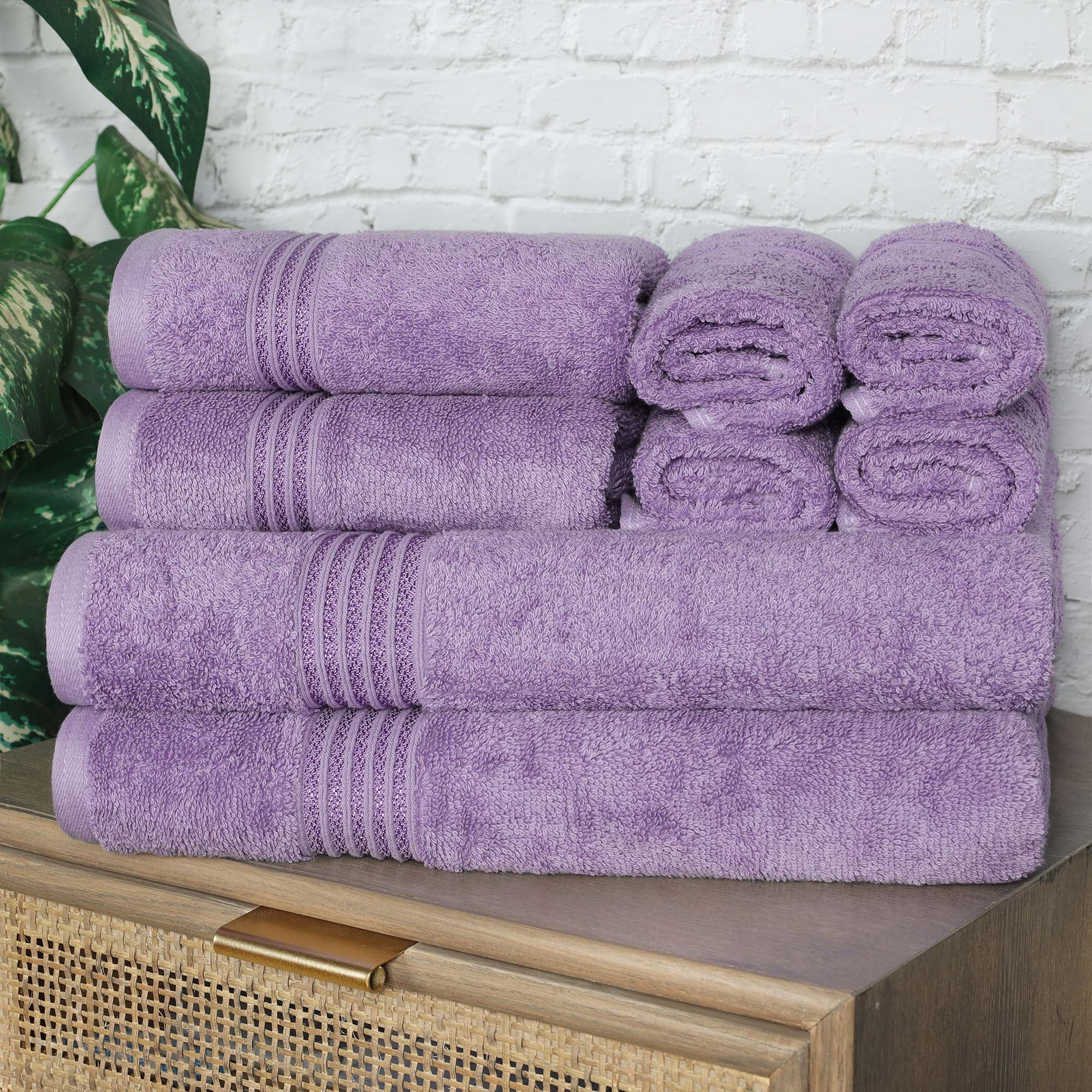 Superior Egyptian Cotton Absorbent 8-Piece, Royal Purple, Towel Set ...