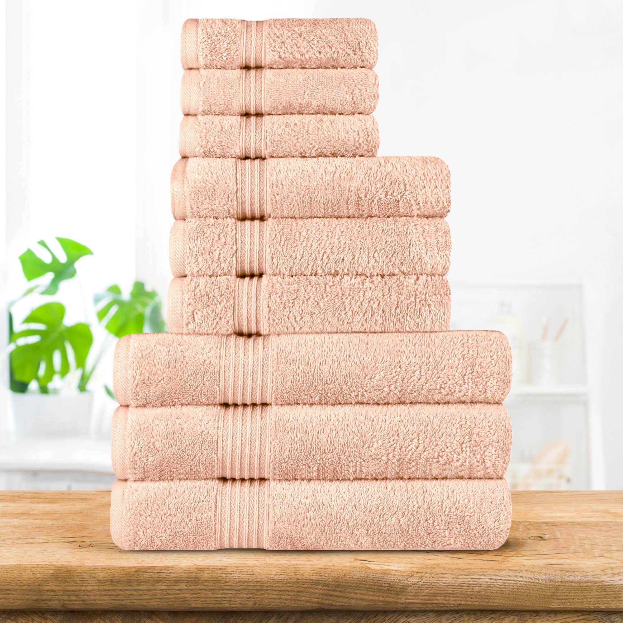 Superior Egyptian Cotton Absorbent 9-Piece, Peach, Towel Set - Walmart.com