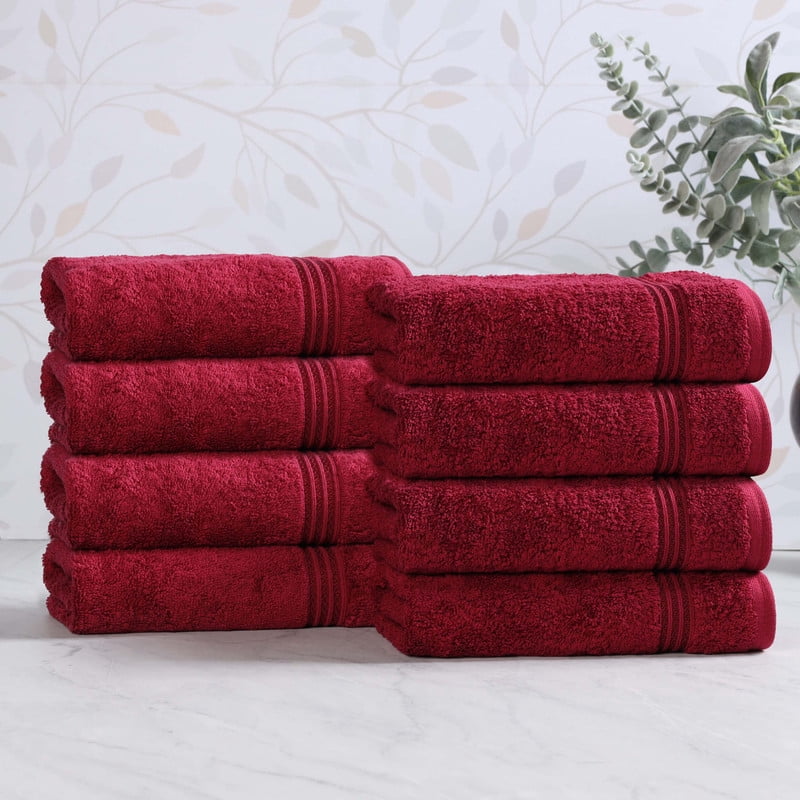 Superior Egyptian Cotton Absorbent Burgundy Hand Towel Set of 8 ...