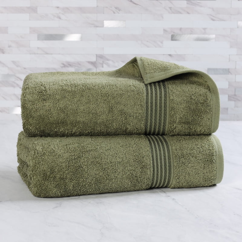 Superior Egyptian Cotton Absorbent Forest Green Bath Towel Set of 2 ...