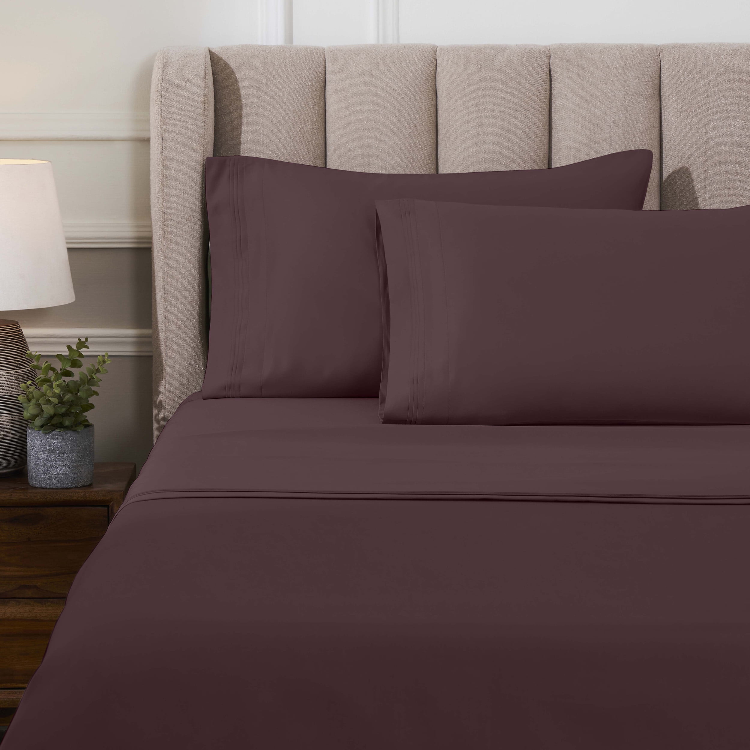 Superior Egyptian Cotton Deep Pocket 1000 TC Sheet Set, Full, Plum ...