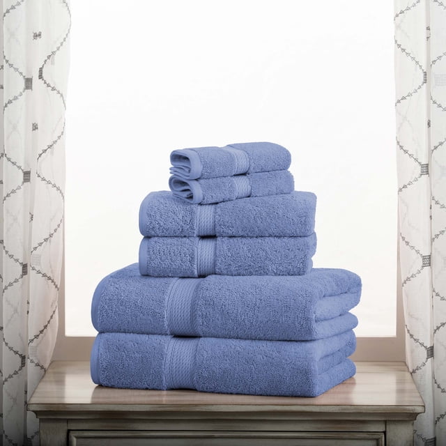 Superior 800 GSM Egyptian Cotton 6-Piece Heavyweight Towel Set, Denim ...