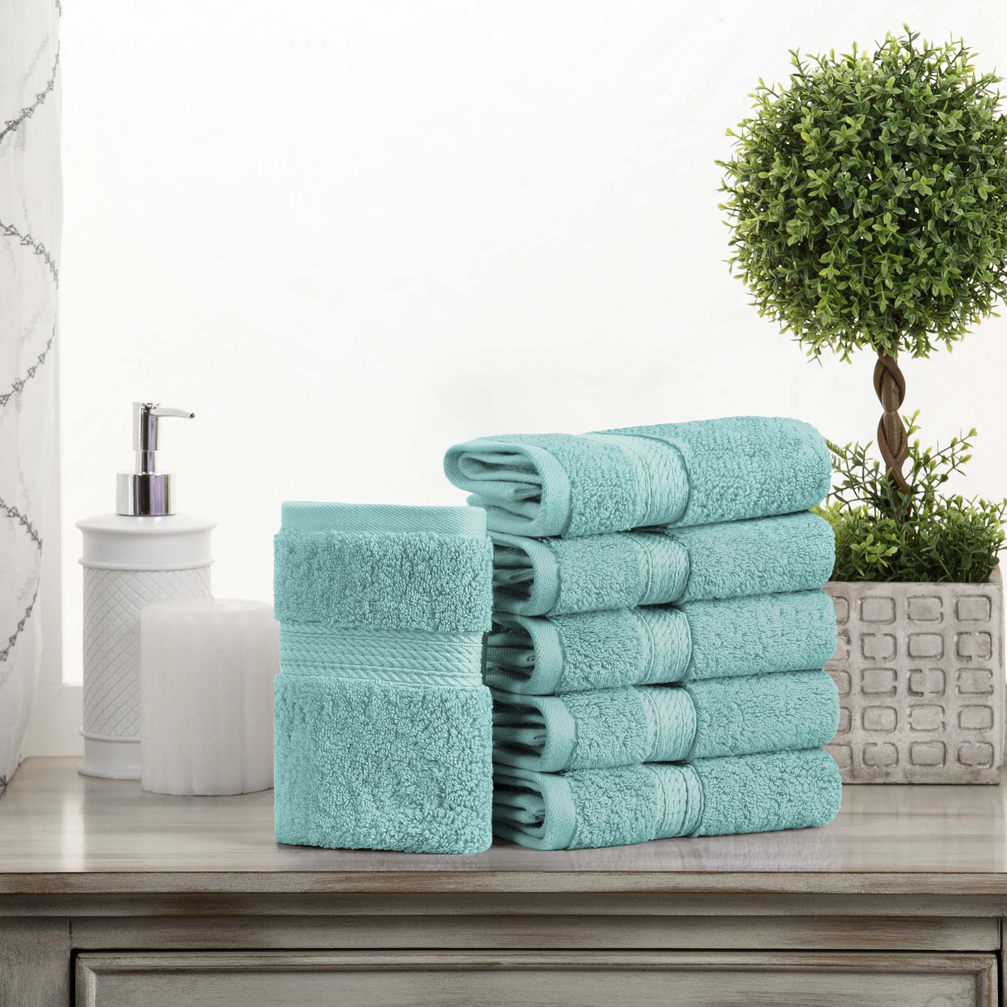 Superior 800 GSM Egyptian Cotton Heavyweight Face Towel Set of 6 ...