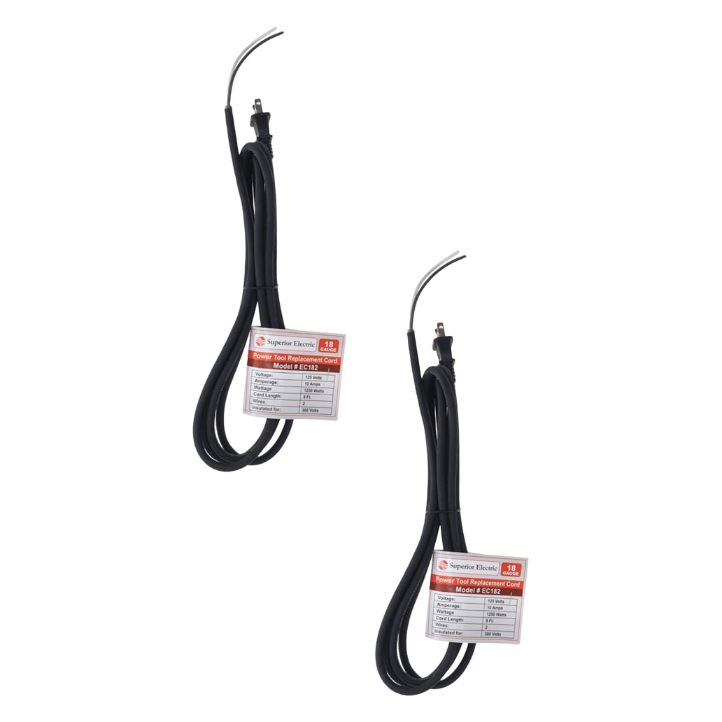 Superior Electric EC182 9 Feet 18 AWG SJO 2 Wire 125 Volt Electrical ...