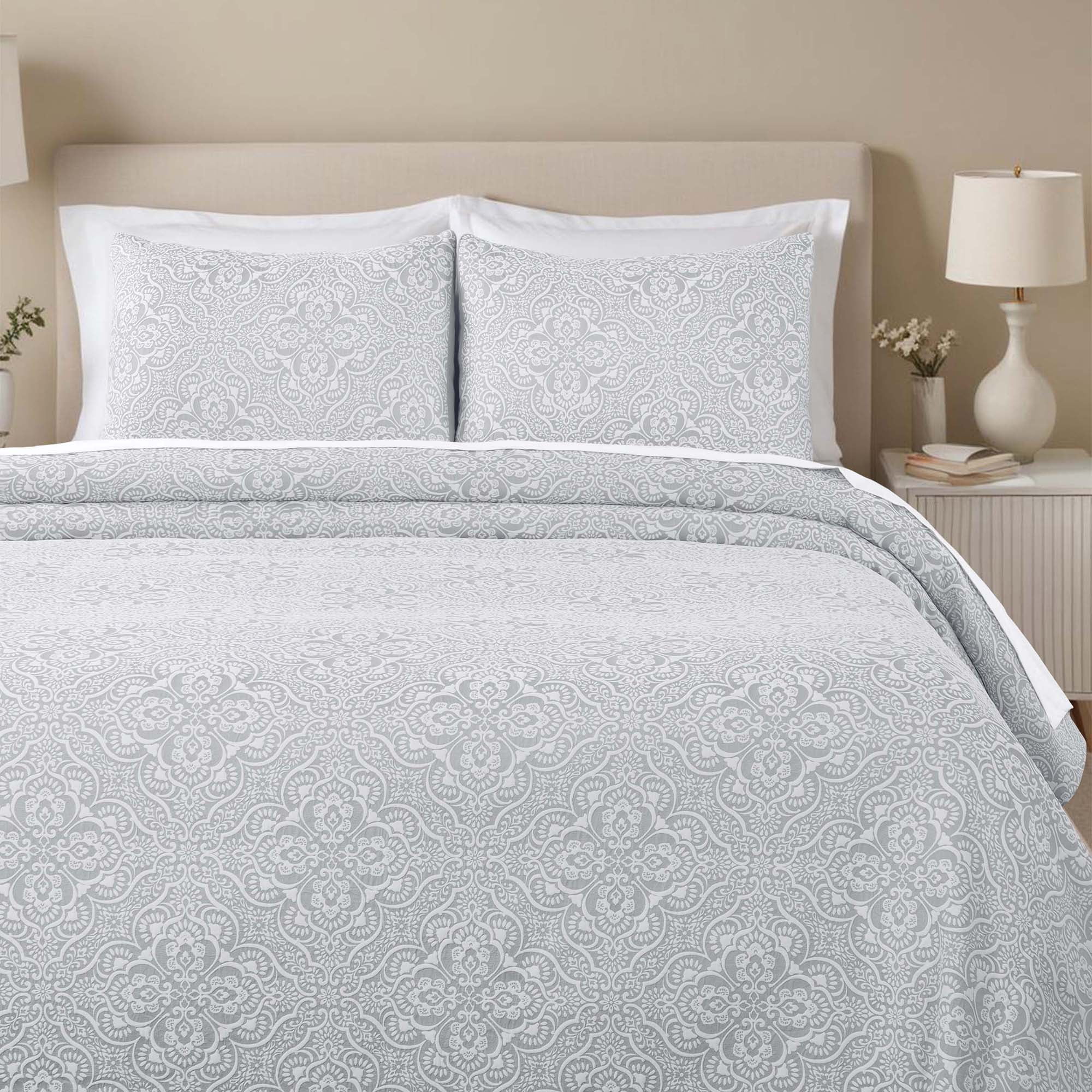 Superior Enzy Floral Matelasse Bedspread and Sham Set, 3-Piece Soft ...